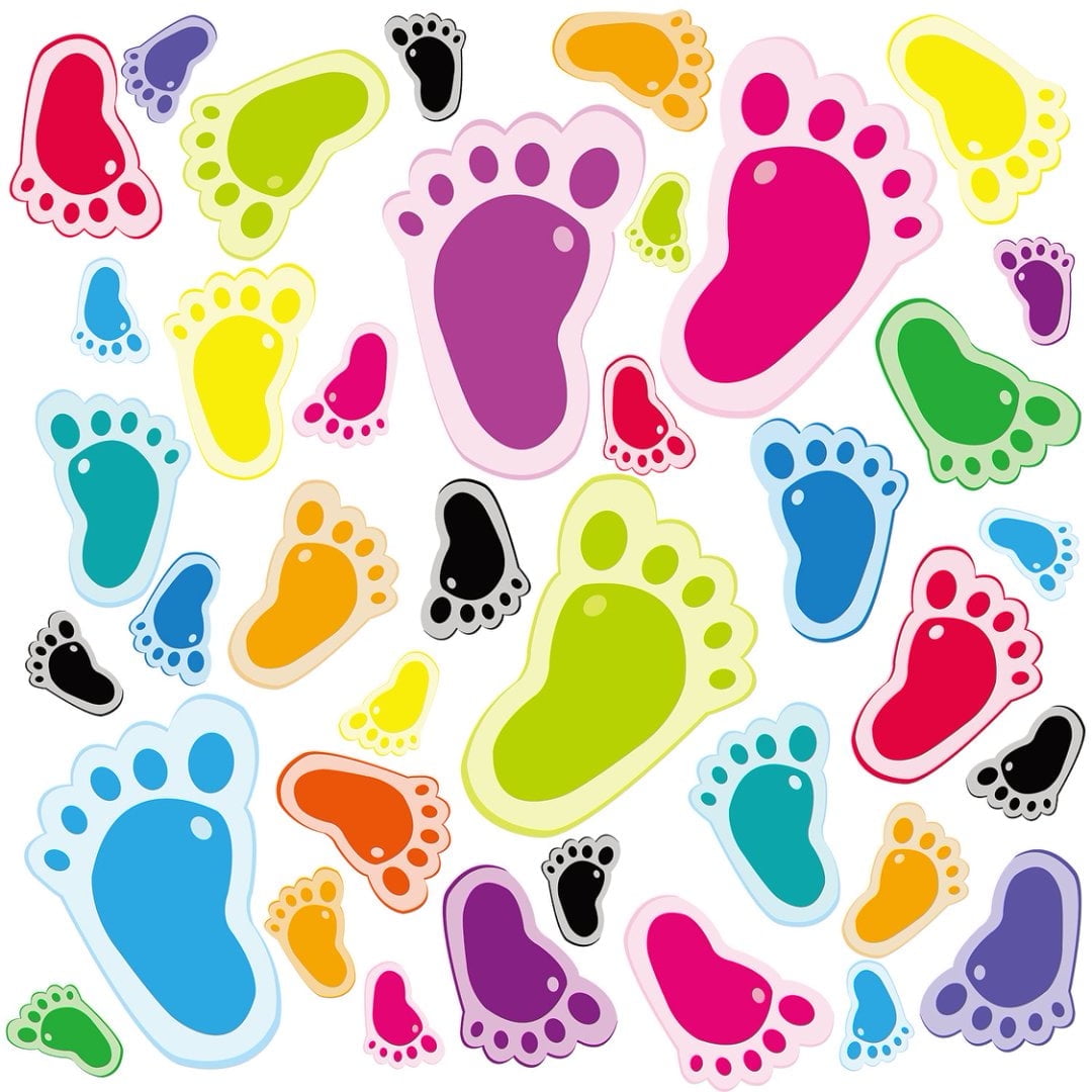 Colorful Footprint Wall Sticker Foot Steps Floor Wall Decals Self ...
