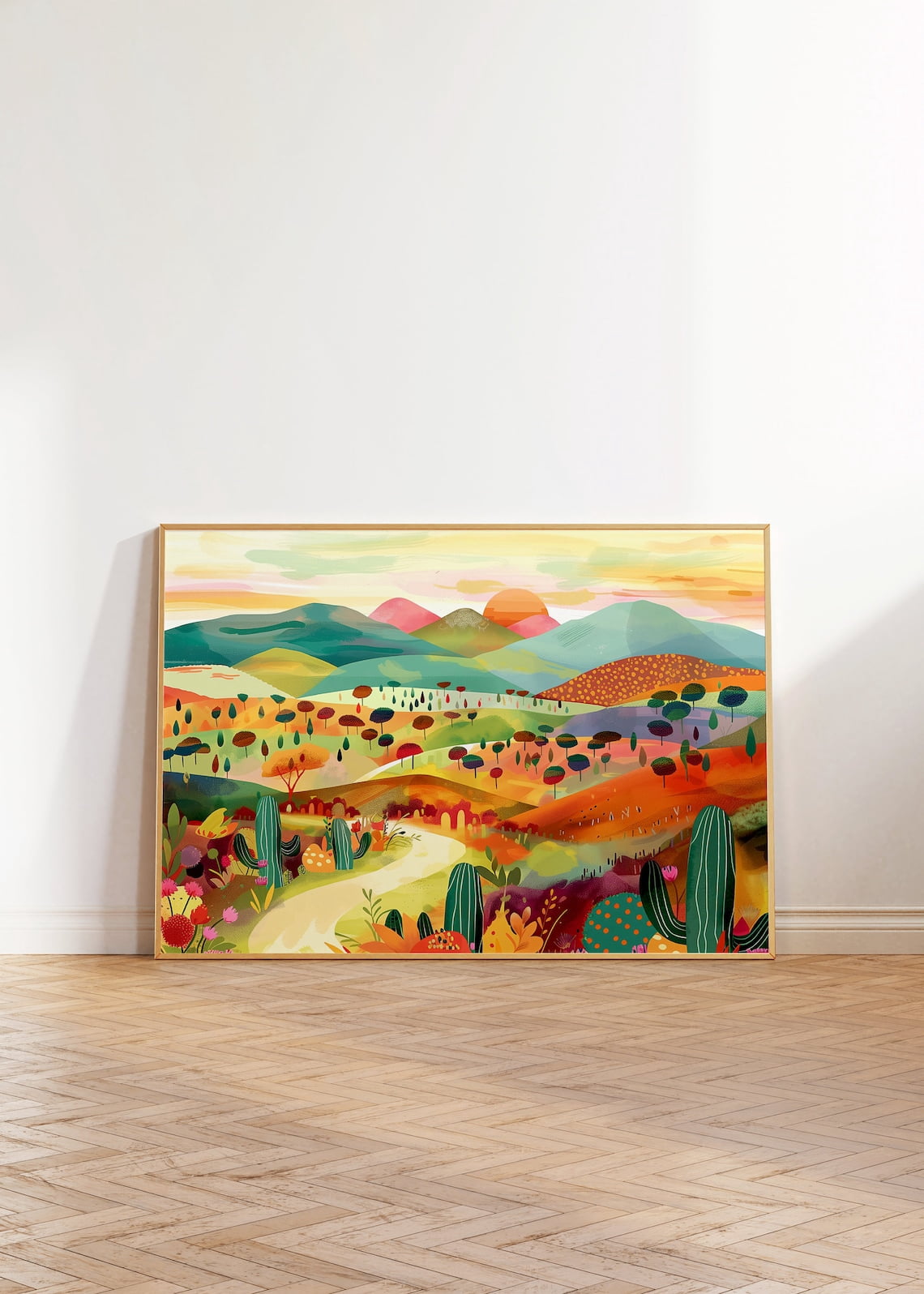 Colorful Forest Desert Landscape Wall Art Maximalist Floral Print ...