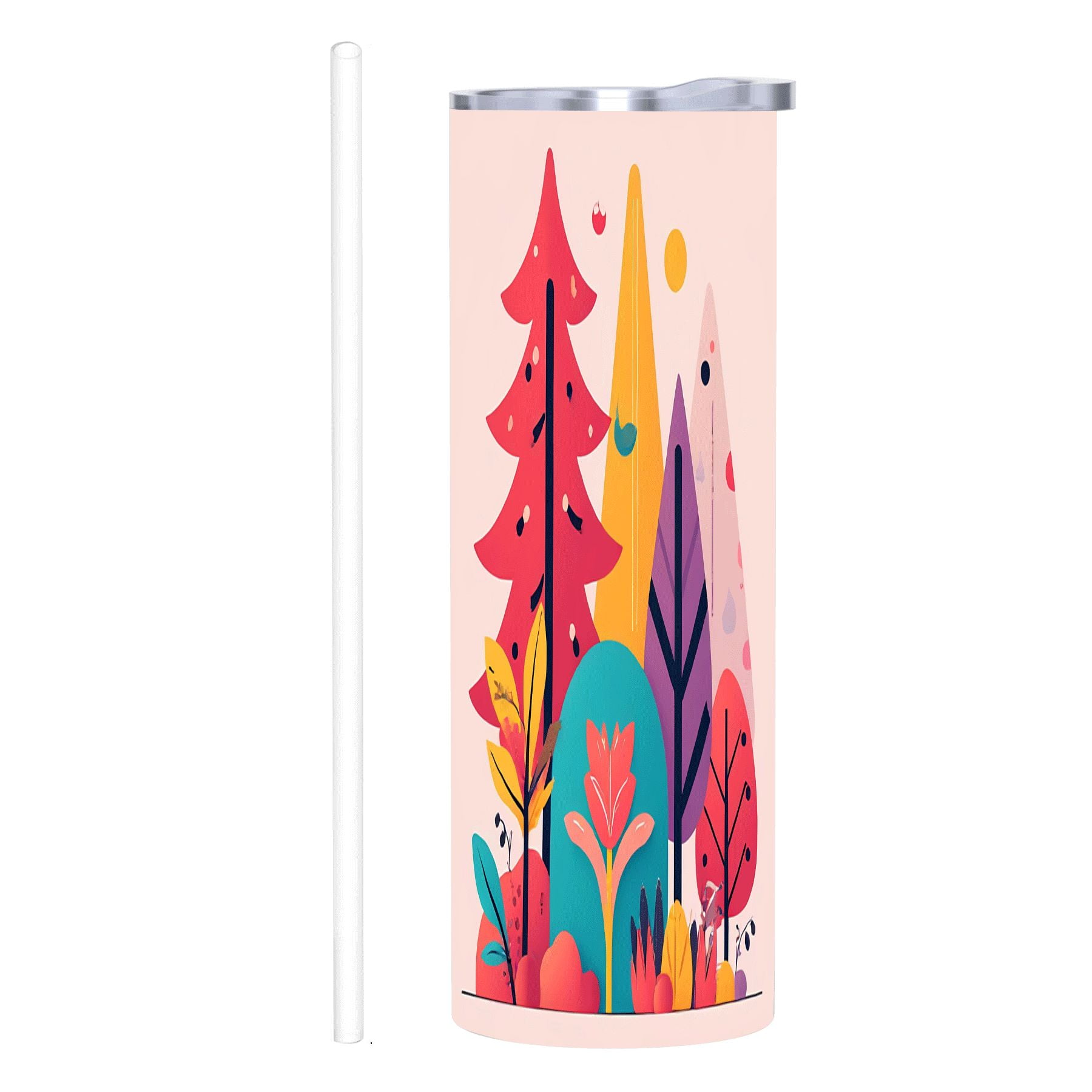 Colorful Forest Design 20 oz Stainless Steel Insulated Tumbler with Lid ...