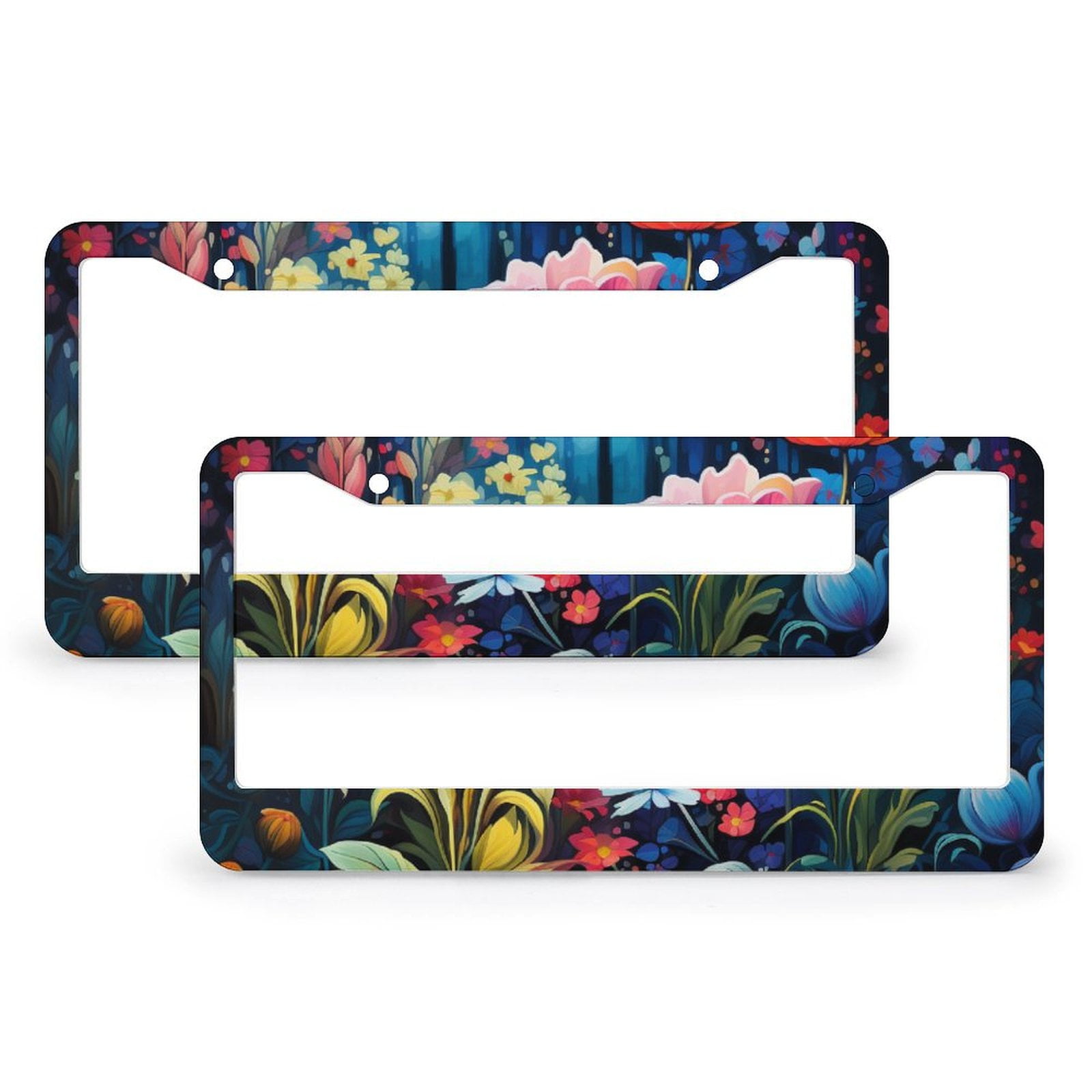Colorful Forest Floral License Plate Frames 2 Pack Abstract Floral ...