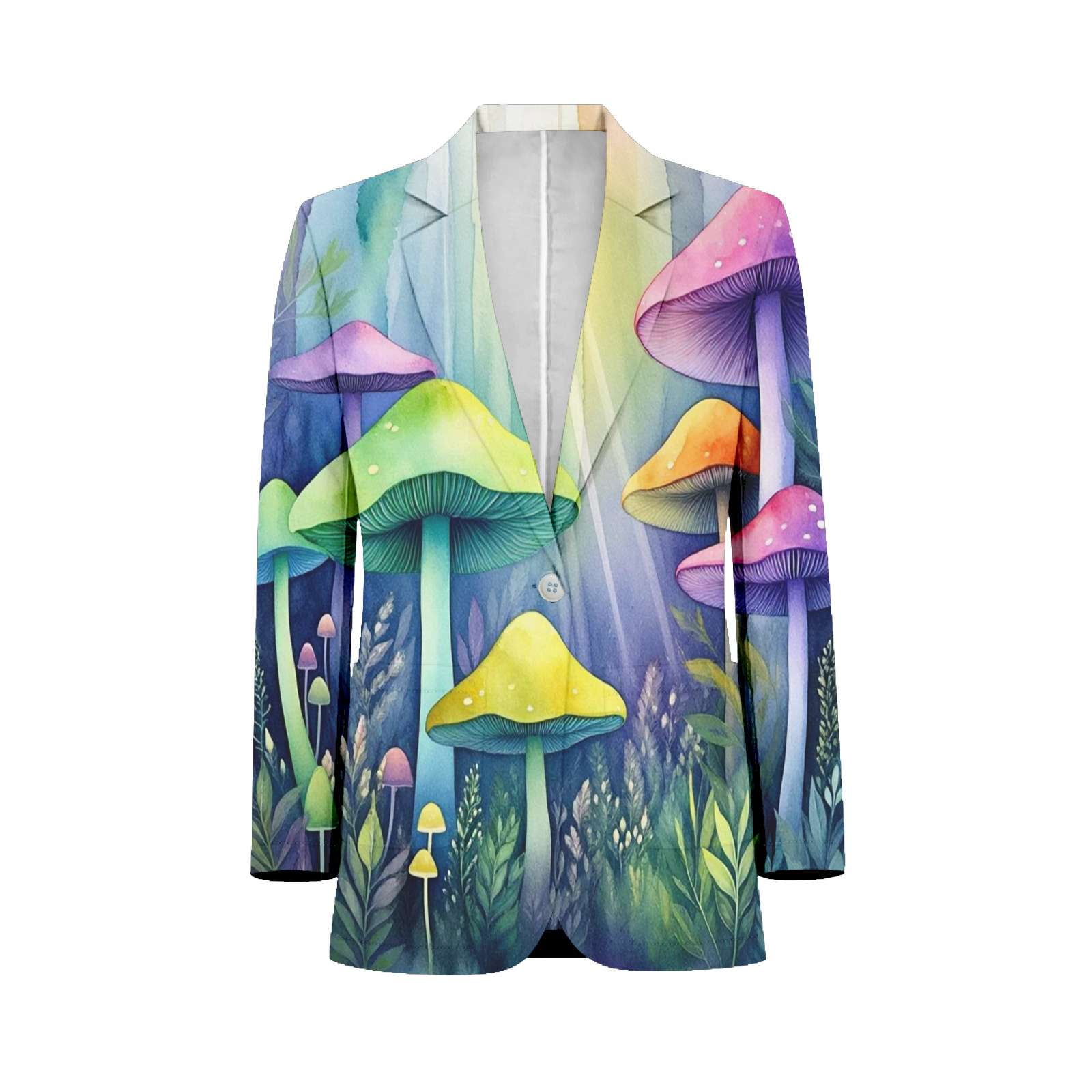 Colorful Forest Mushrooms Mens Suits Shawl Collar Slim Fit Suit Mens ...