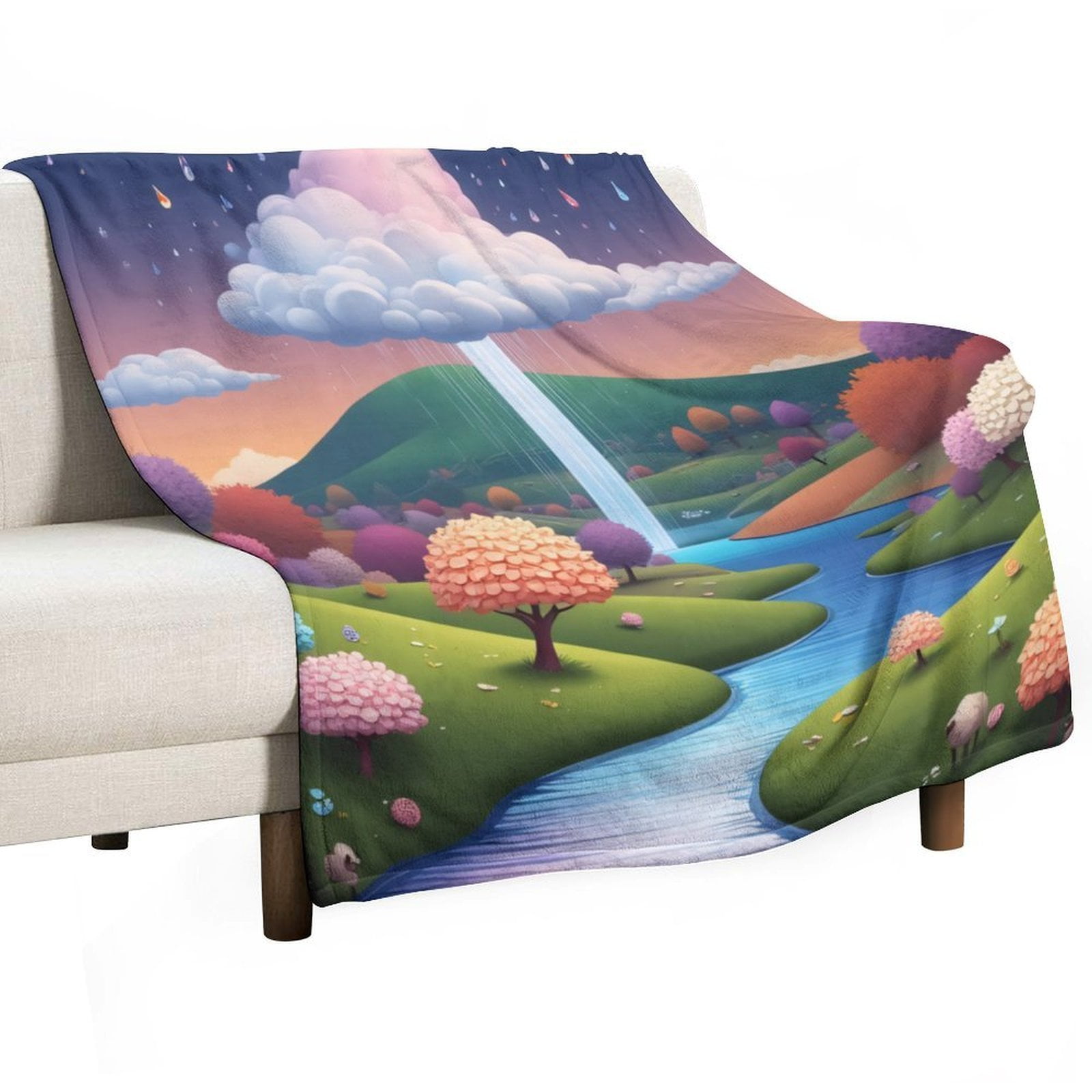 Colorful Forest Rain Throws Blankets for Sofa Bed Winter Plush Warm ...