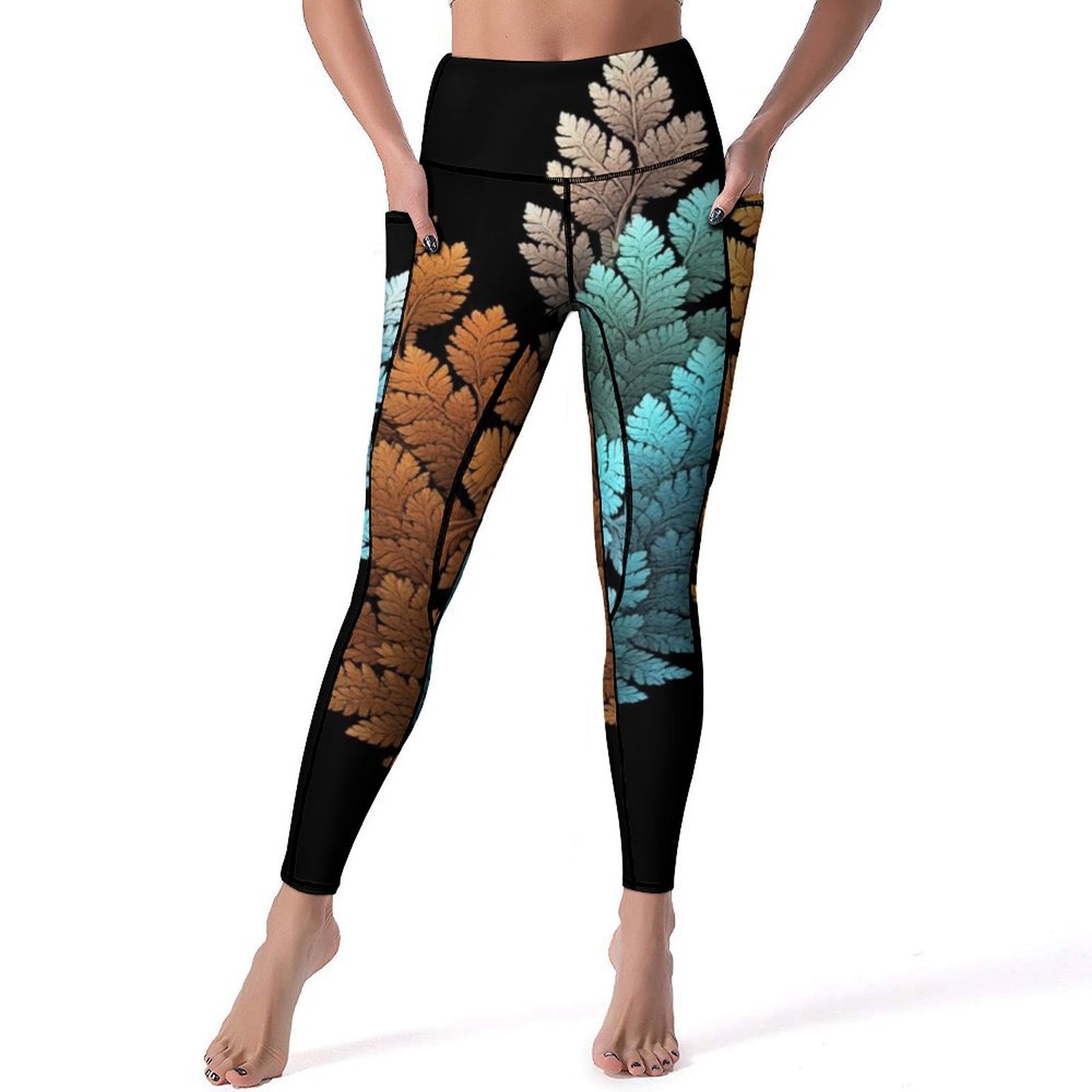 Colorful Fractal Fern Leaves Art Leggings Gym Wear Gym Sportswear Woman ...