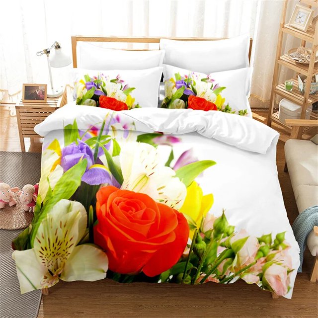 Colorful Fresh Flowers Bedding Set Lovers Duvet Cover Girl，kid‘s Duvet ...