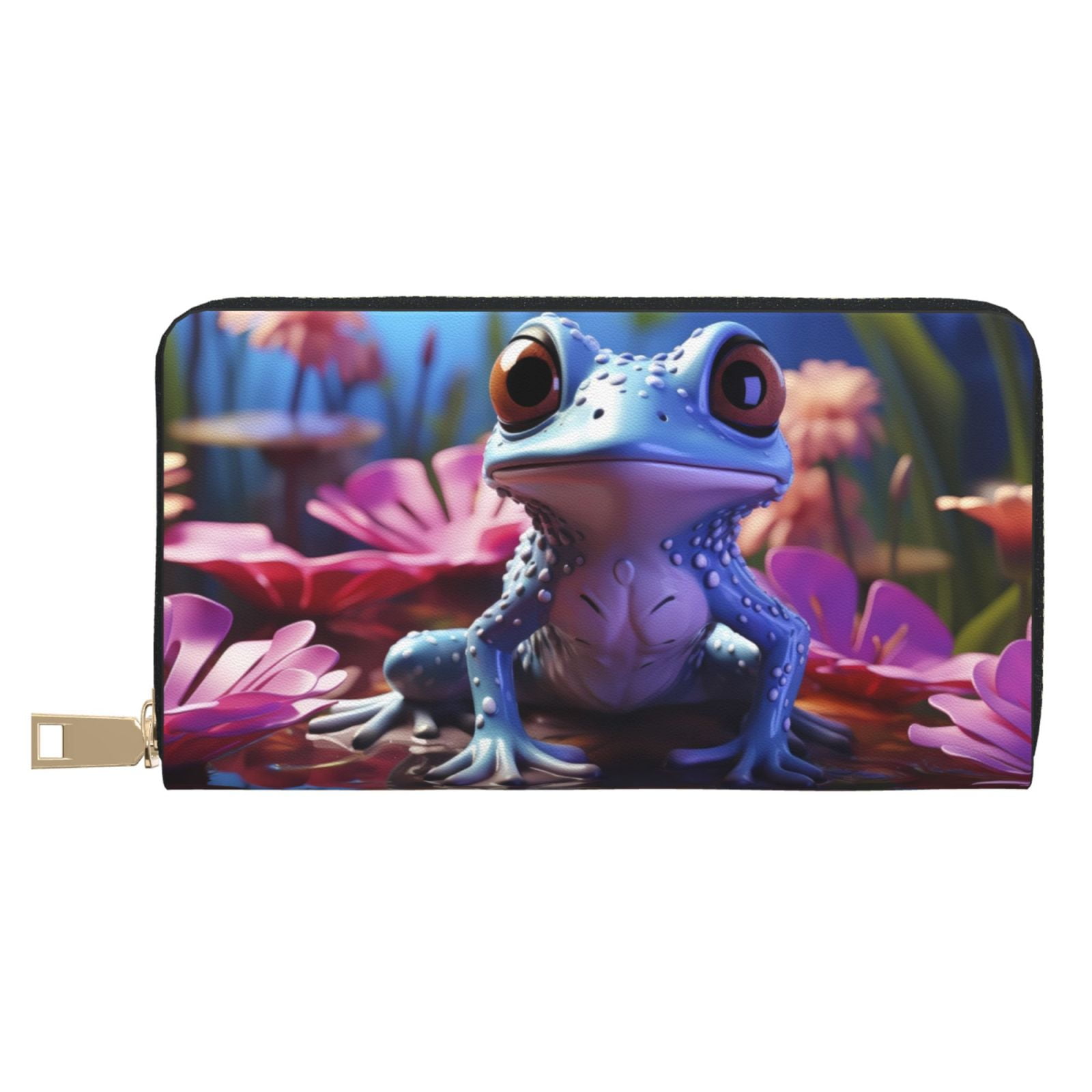 Colorful Frog Among Flowers Wallet Women, Leather Bifold Multi Card ...