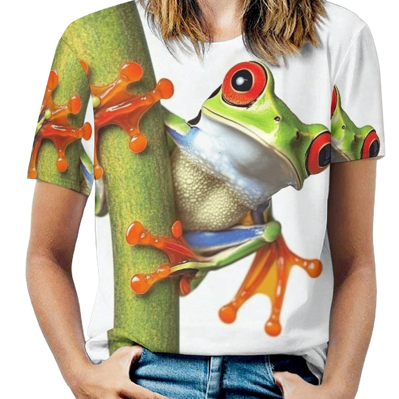 Colorful Frog Climb Women's Short Sleeve Tops Casual Blouses T Shirt ...