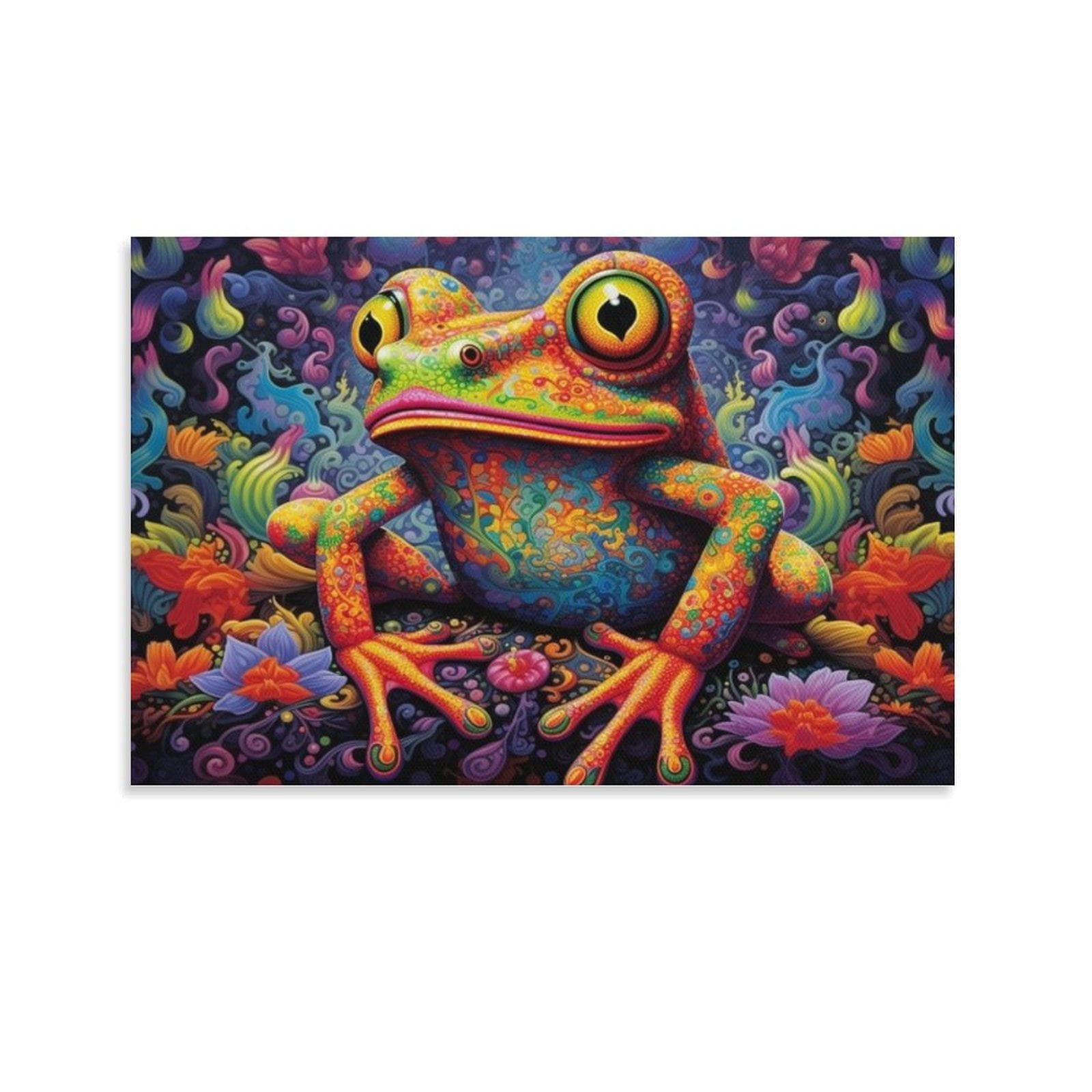 A Colorful Frog Sits In Front Of A Background Filled With Various ...