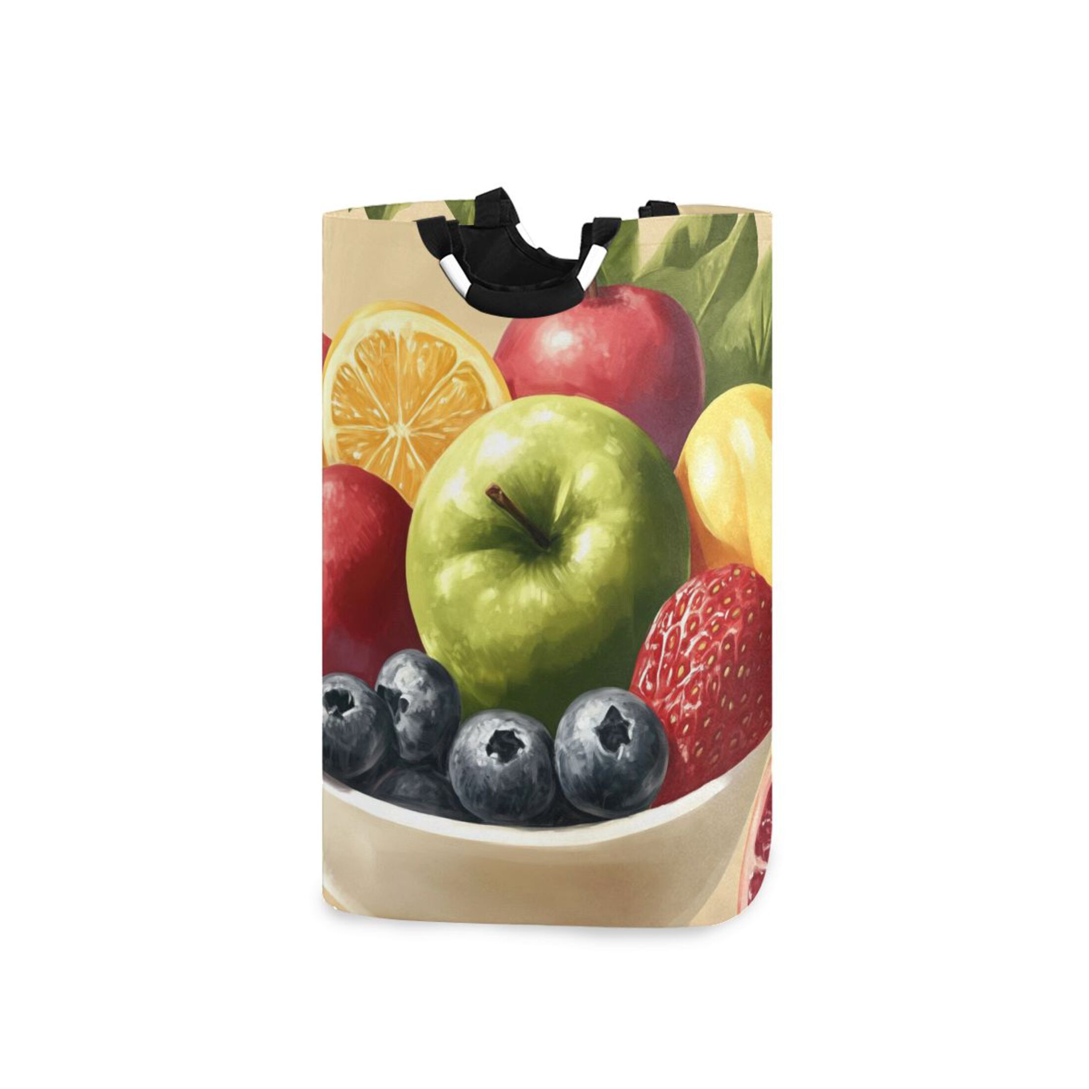 Colorful Fruit Chart Laundry Basket with Handles 50L Collapsible ...