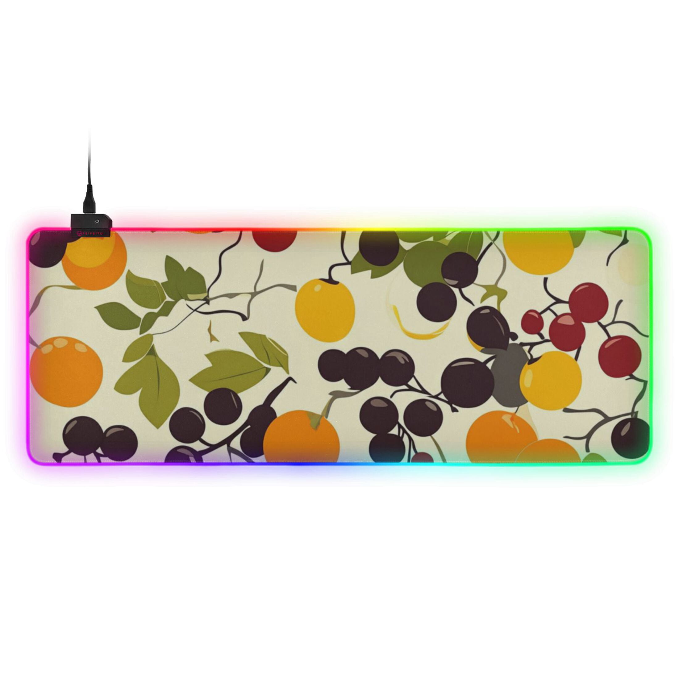 Colorful Fruit Chart RGB Gaming Mouse Pad Large Keyboard Mat Rubber ...