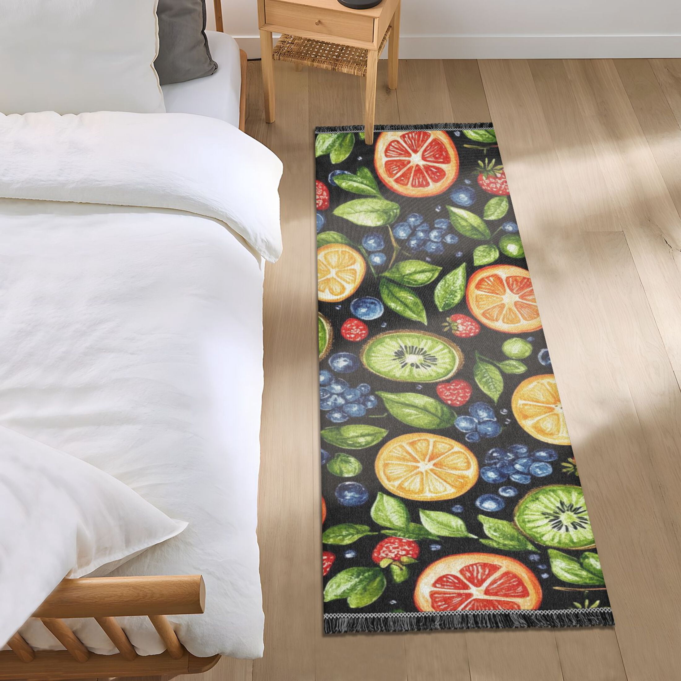Colorful Fruit Design Bedroom Runner Rug 2'x 6' Non Slip Carpet Indoor ...