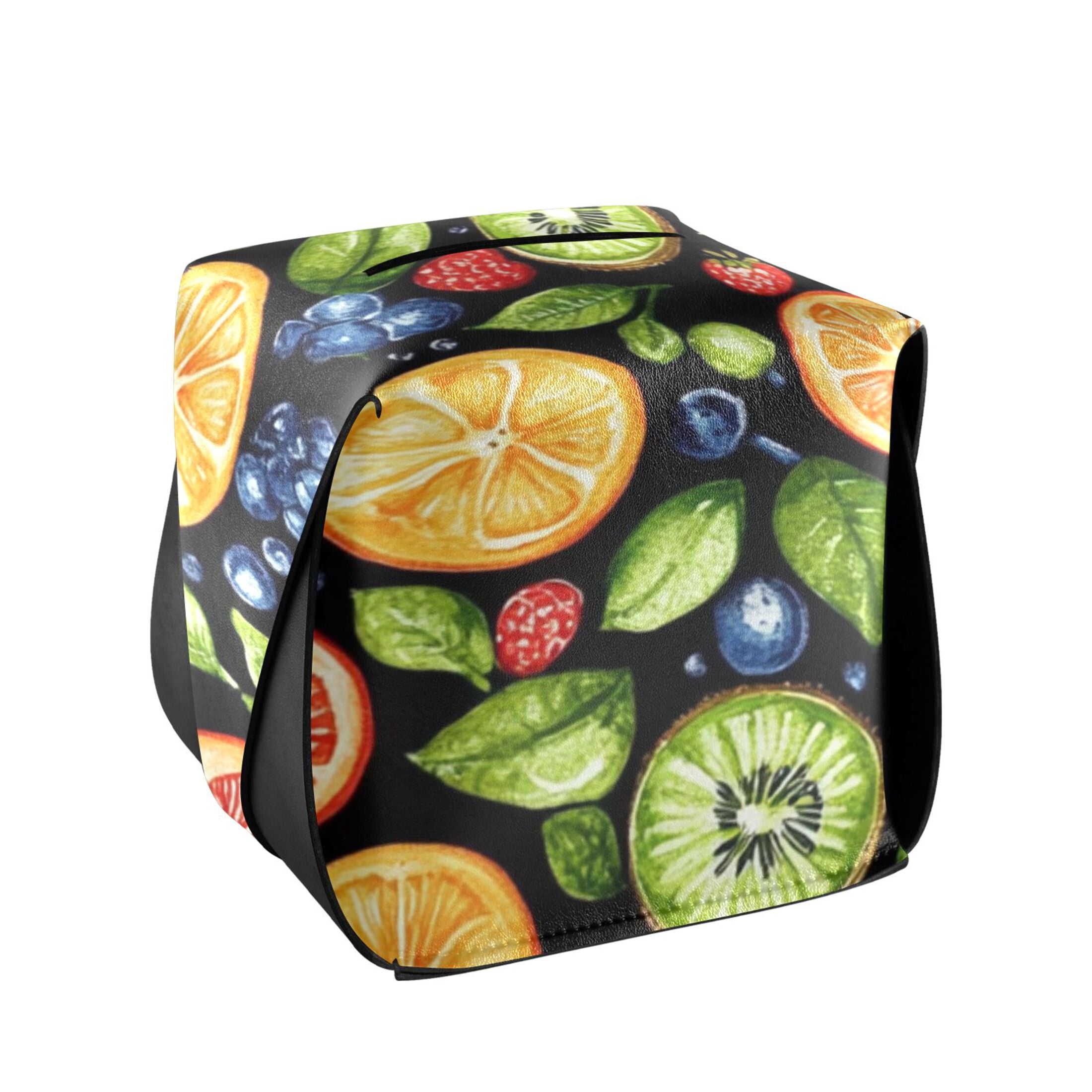 Colorful Fruit Design Tissue Box Cover Leather Square Rectangle Tissue ...