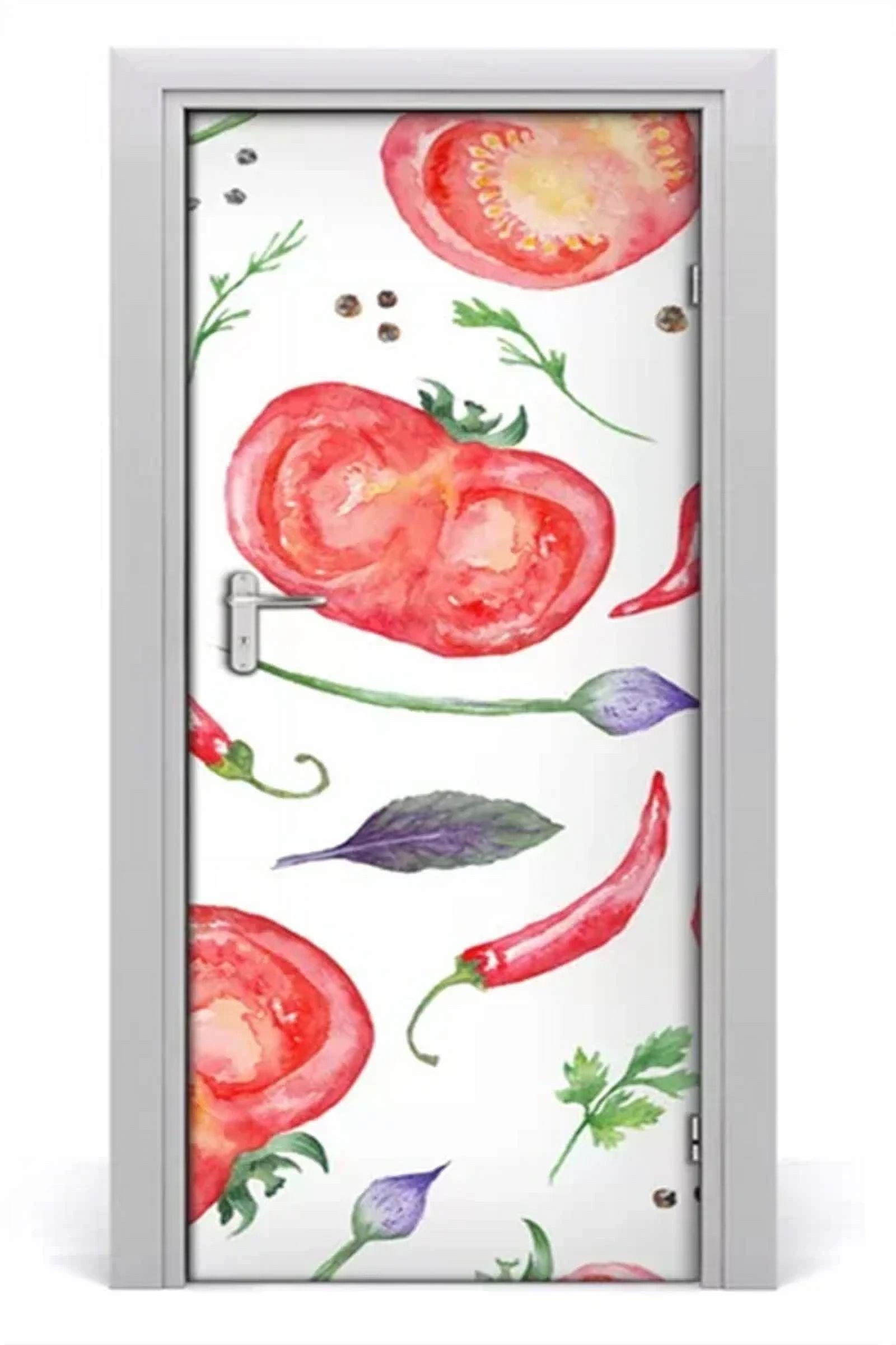 Colorful Fruit Door Wallpaper Sticker Lovely Cartoon Food Stickers Self ...