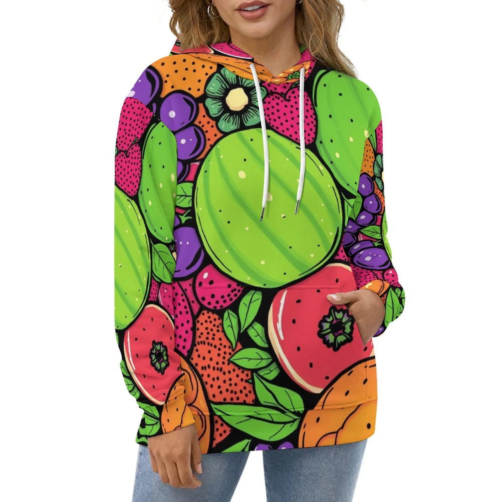 Colorful Fruit Pattern Hoodies Long Sleeve Casual Hoodie Winter Classic ...