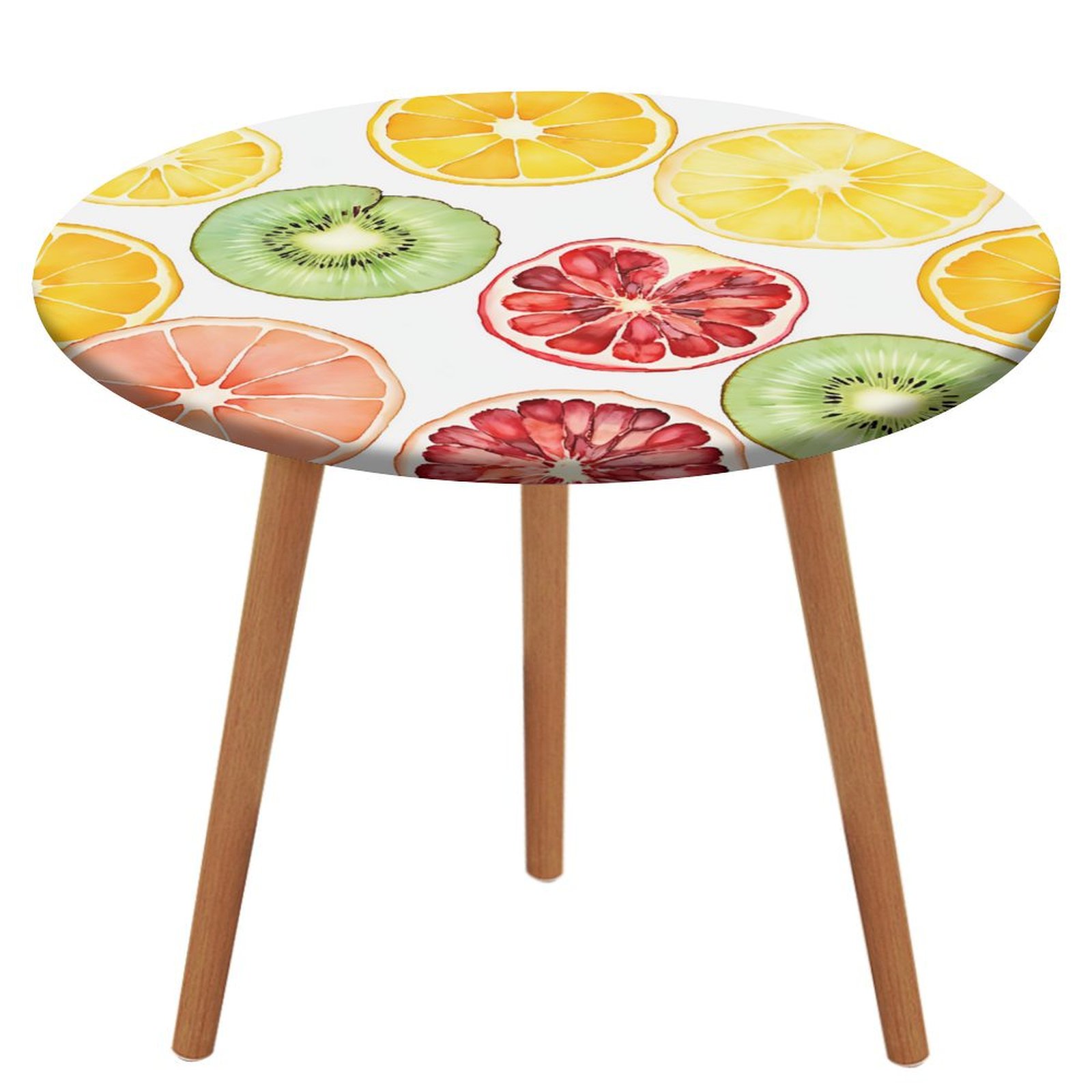Colorful Fruit Pattern Pattern Round Tablecloth Waterproof Elastic ...