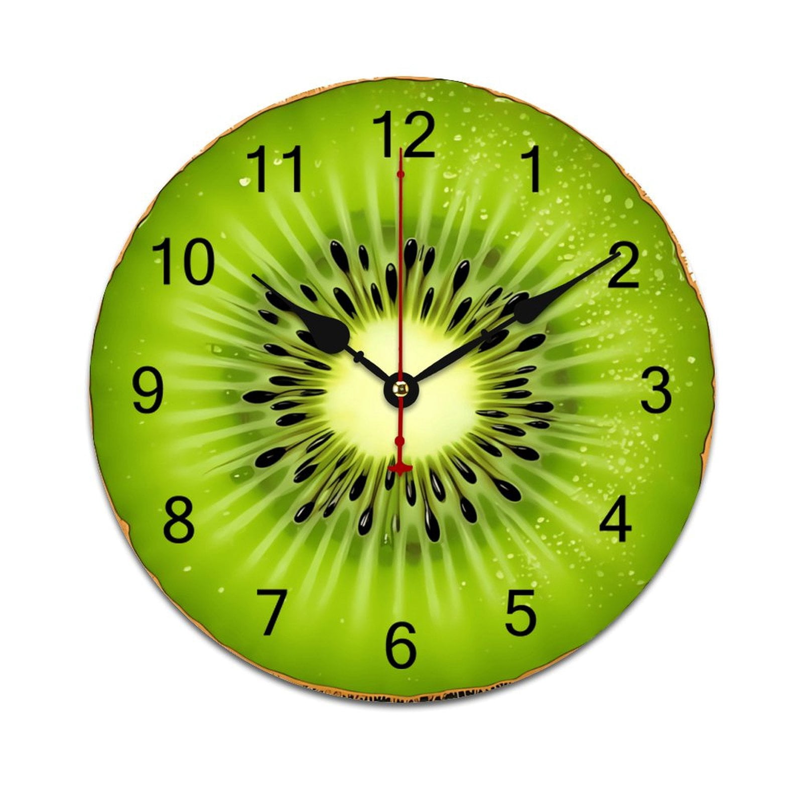 Colorful Fruit Pattern Printed Silent Wall Clock Round Kitchen Clock ...