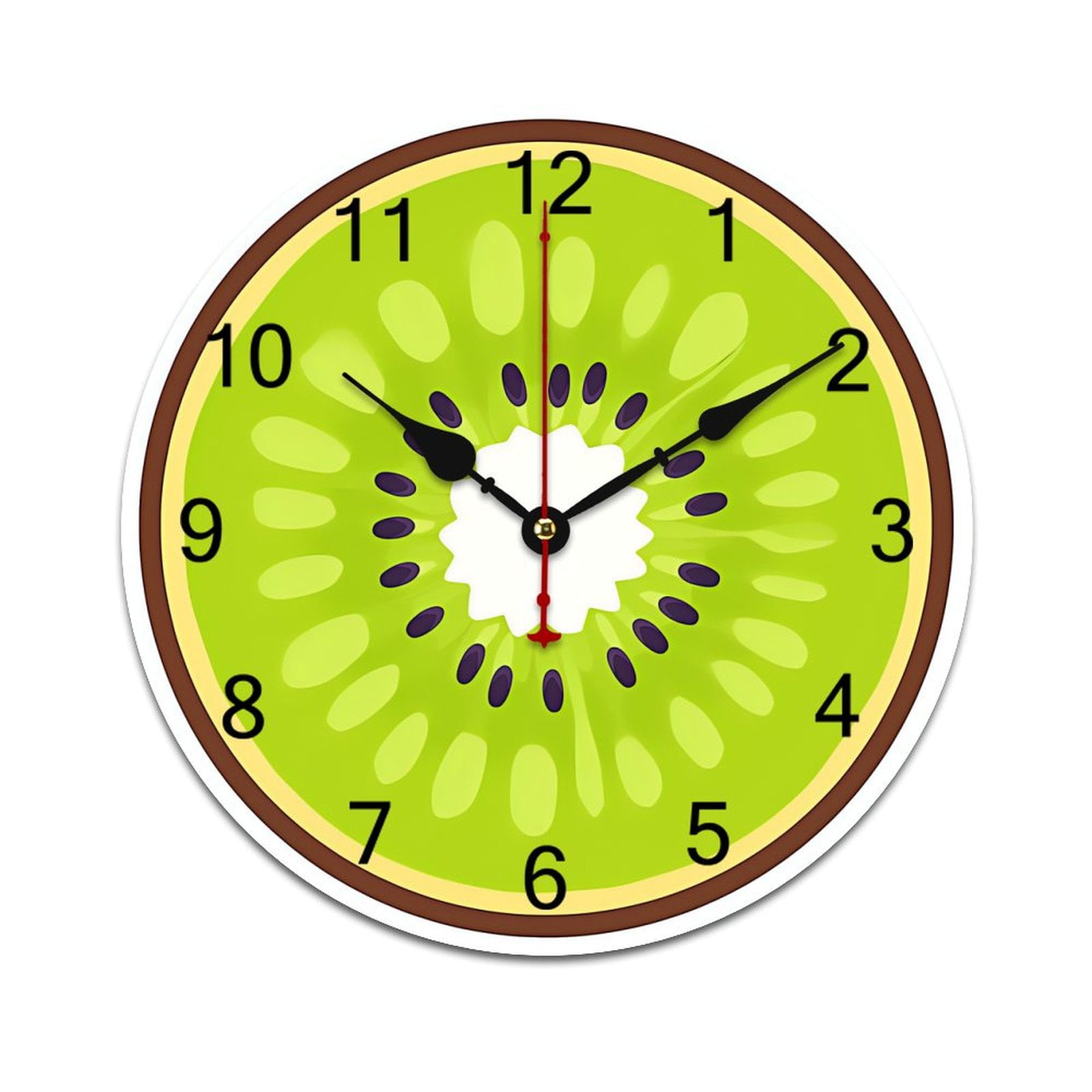 Colorful Fruit Pattern Printed Silent Wall Clock Round Kitchen Clock ...