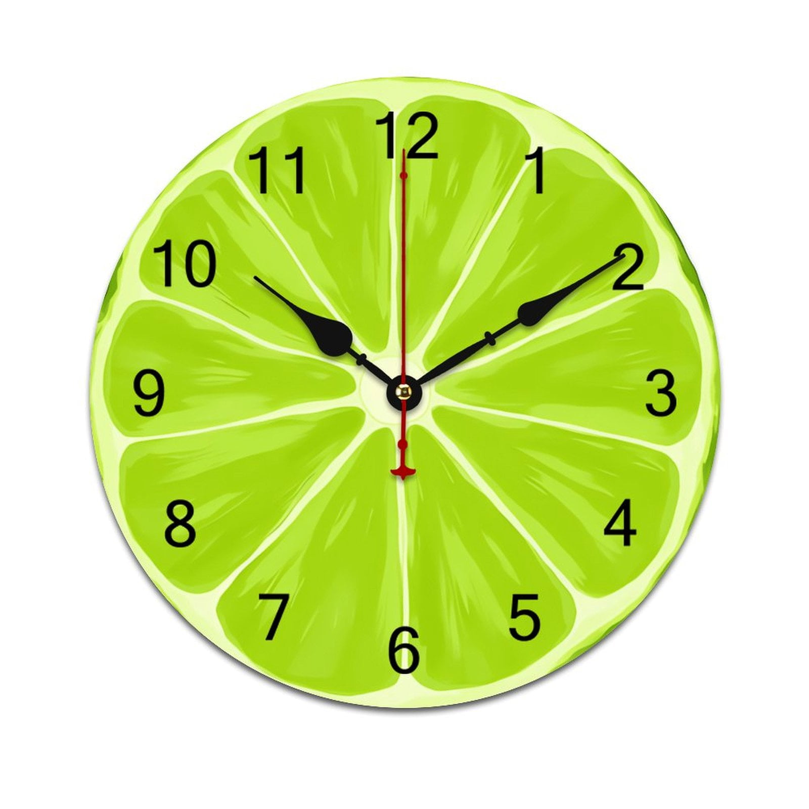 Colorful Fruit Pattern Printed Silent Wall Clock Round Kitchen Clock ...