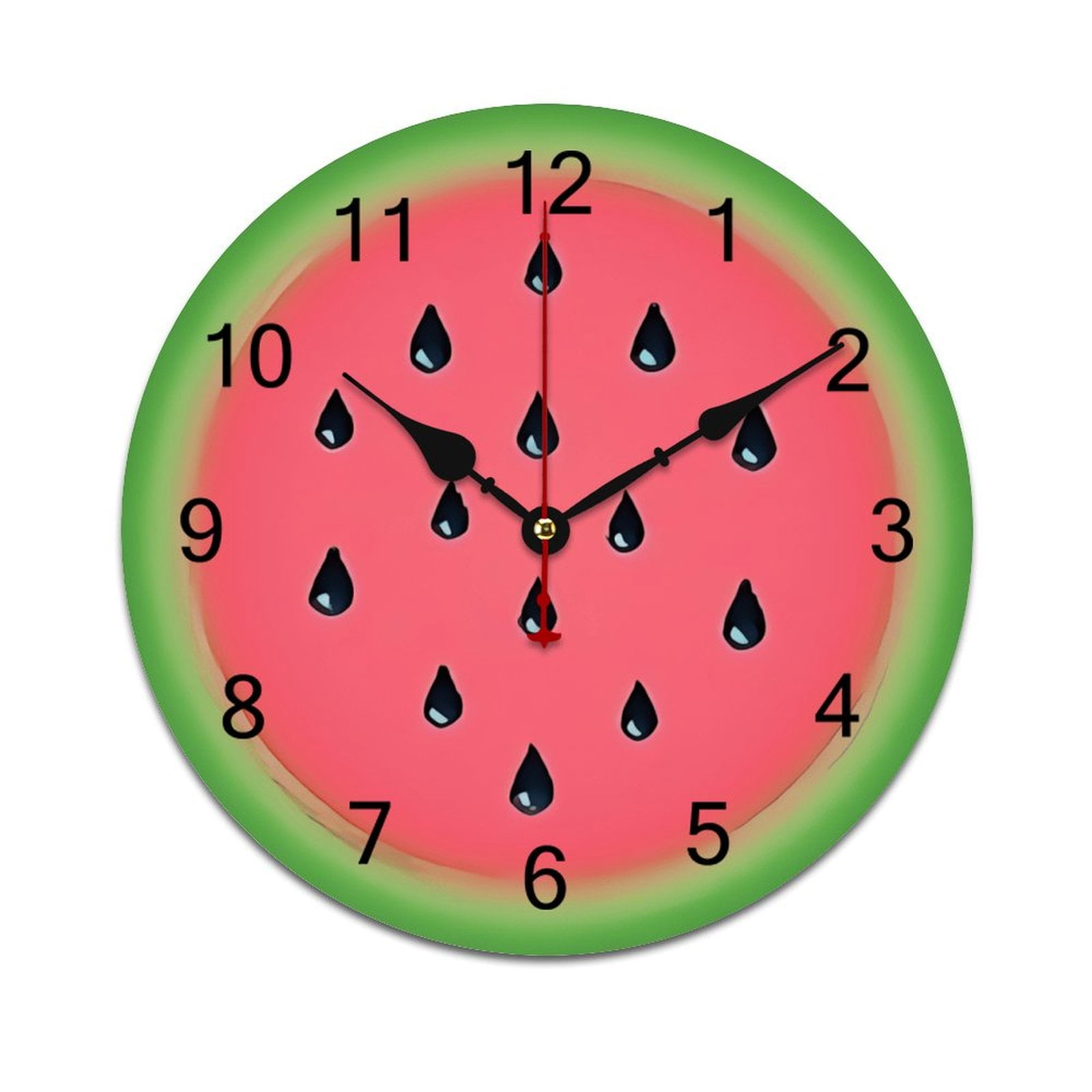 Colorful Fruit Pattern Printed Silent Wall Clock Round Kitchen Clock ...