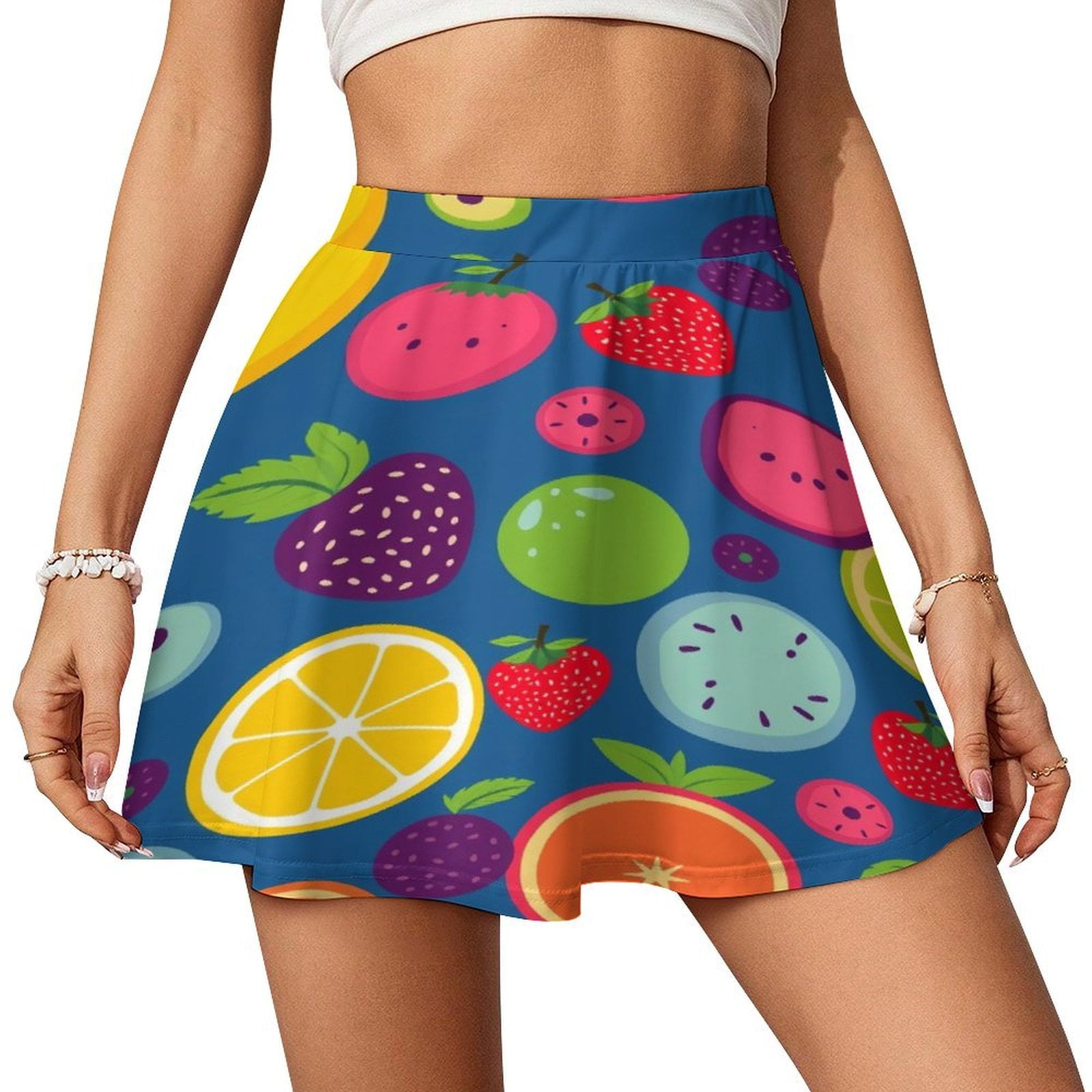 Colorful Fruit Pattern Skirt Woman Cute Mini Skirts High Waist Pattern ...