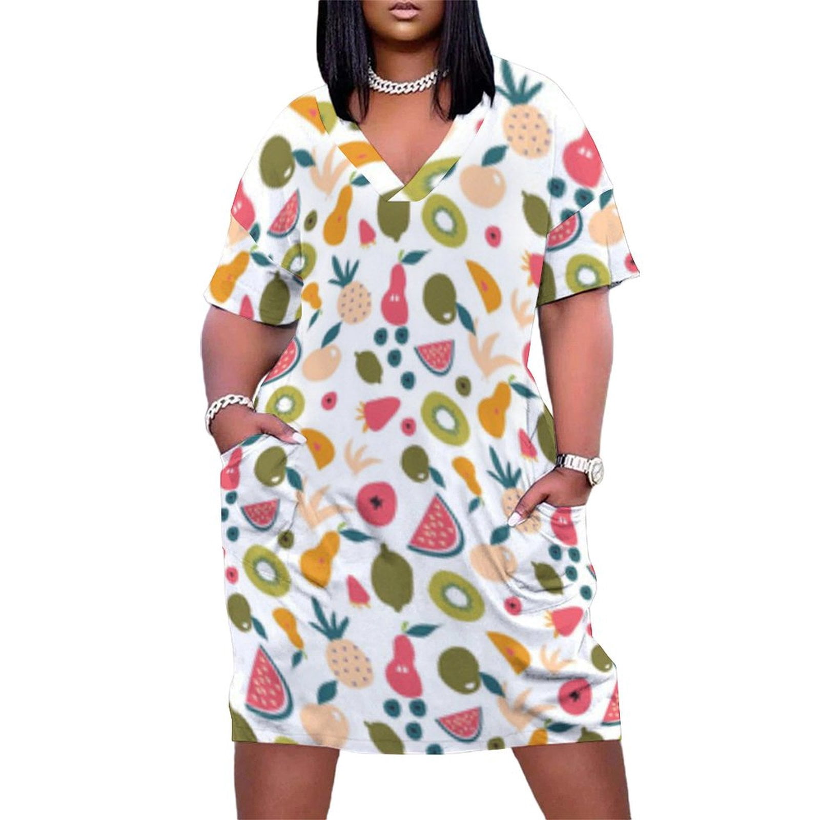 Colorful Fruit Pattern Summer Vibes Summer Sundress for Curve Women ...