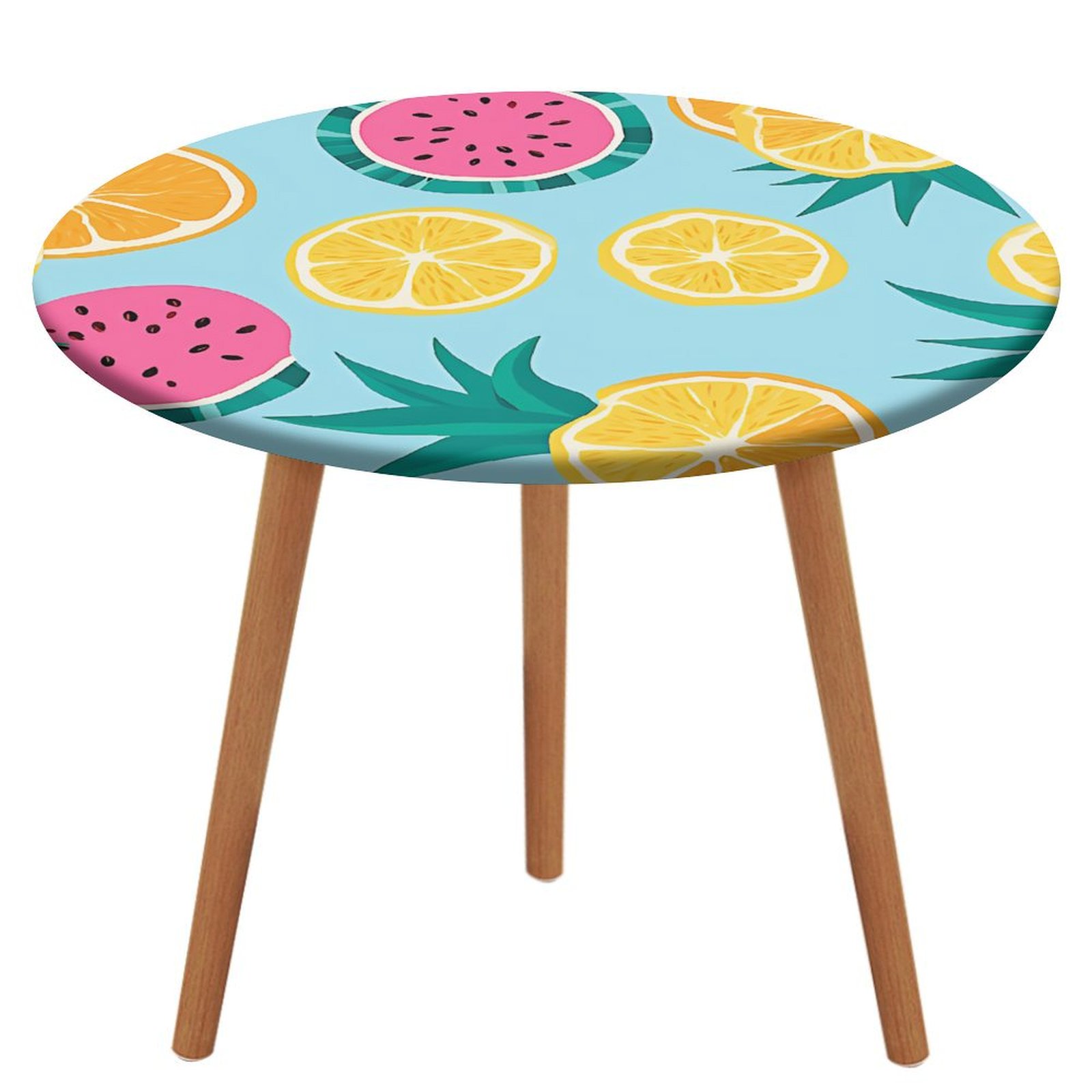 Colorful Fruit Pattern Tablecloth Round Elastic Fitted Waterproof Table ...