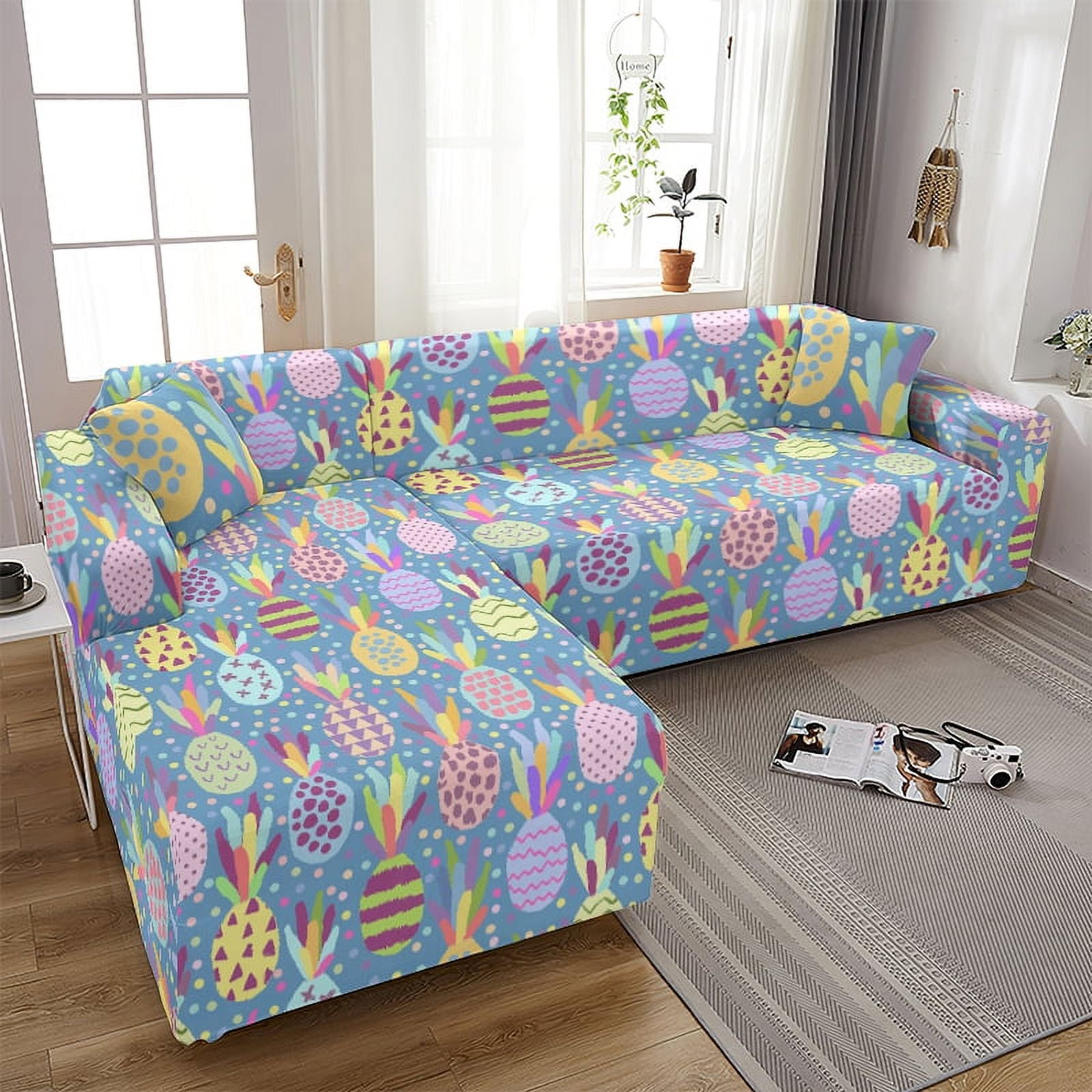 Colorful Fruit T Elastic Slipcovers Lemon Sofa Cover Pineapple ...