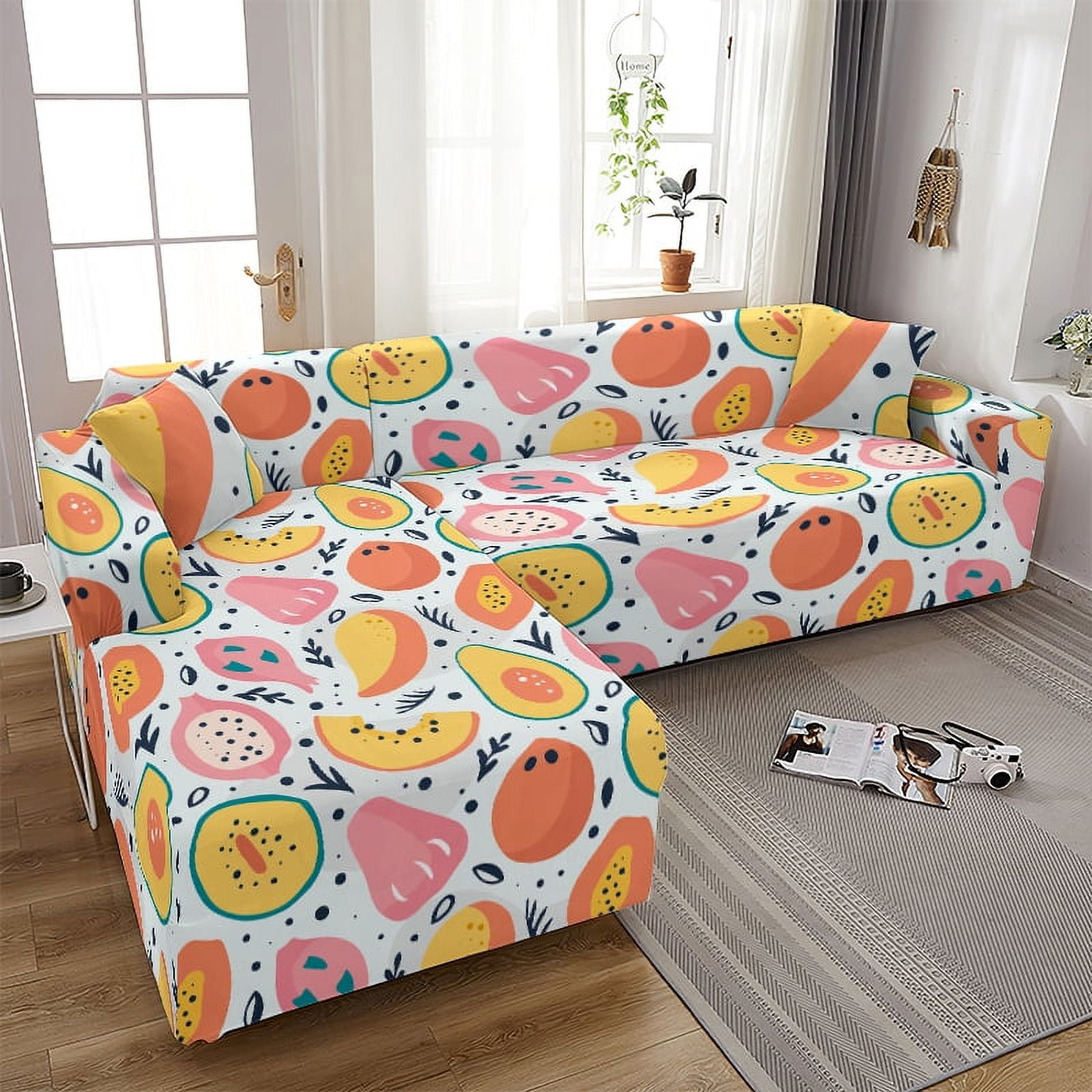 Colorful Fruit T Elastic Slipcovers Lemon Sofa Cover Pineapple ...