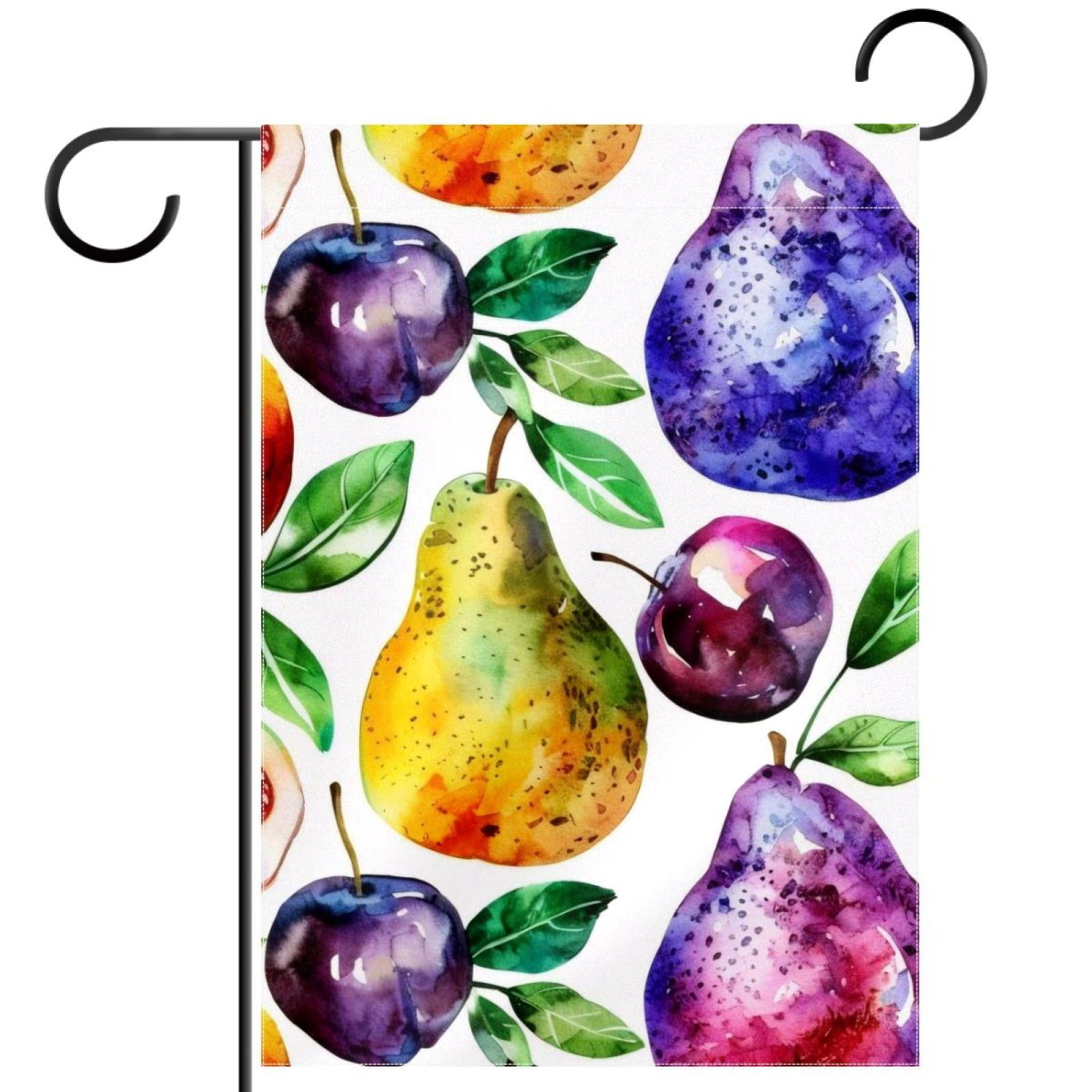 Colorful Fruits and Leaves of Pears and Plums Welcome Garden Flags, 12 ...