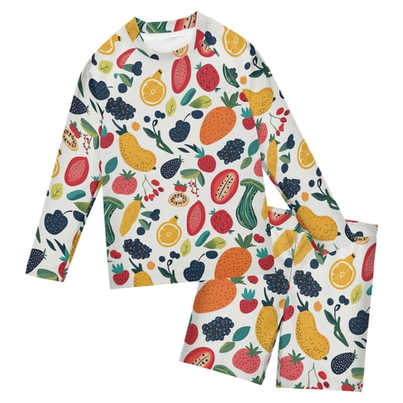 Colorful Fruits and Vegetables Boys' Bathing Suit UPF 50+ Boys' Rash ...