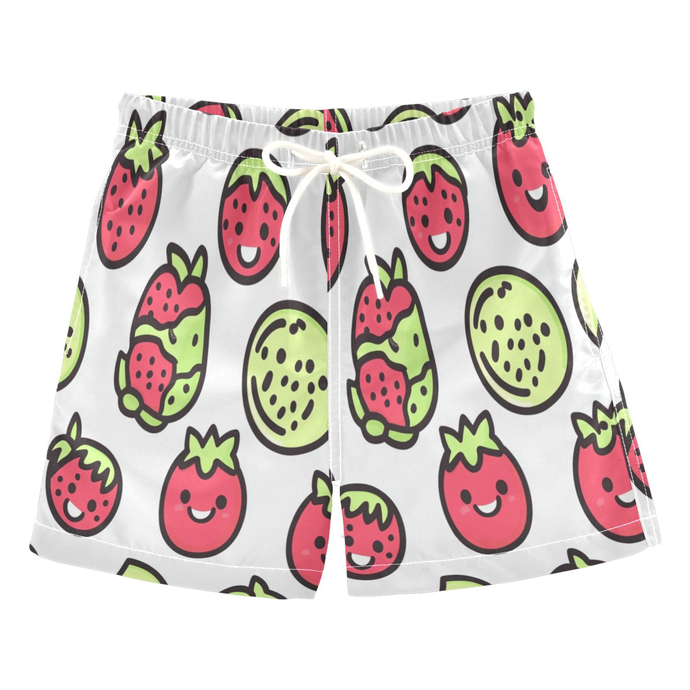 Colorful Fruits with Swirls Boys' Swim Trunks Beach Pool Shorts Quick ...
