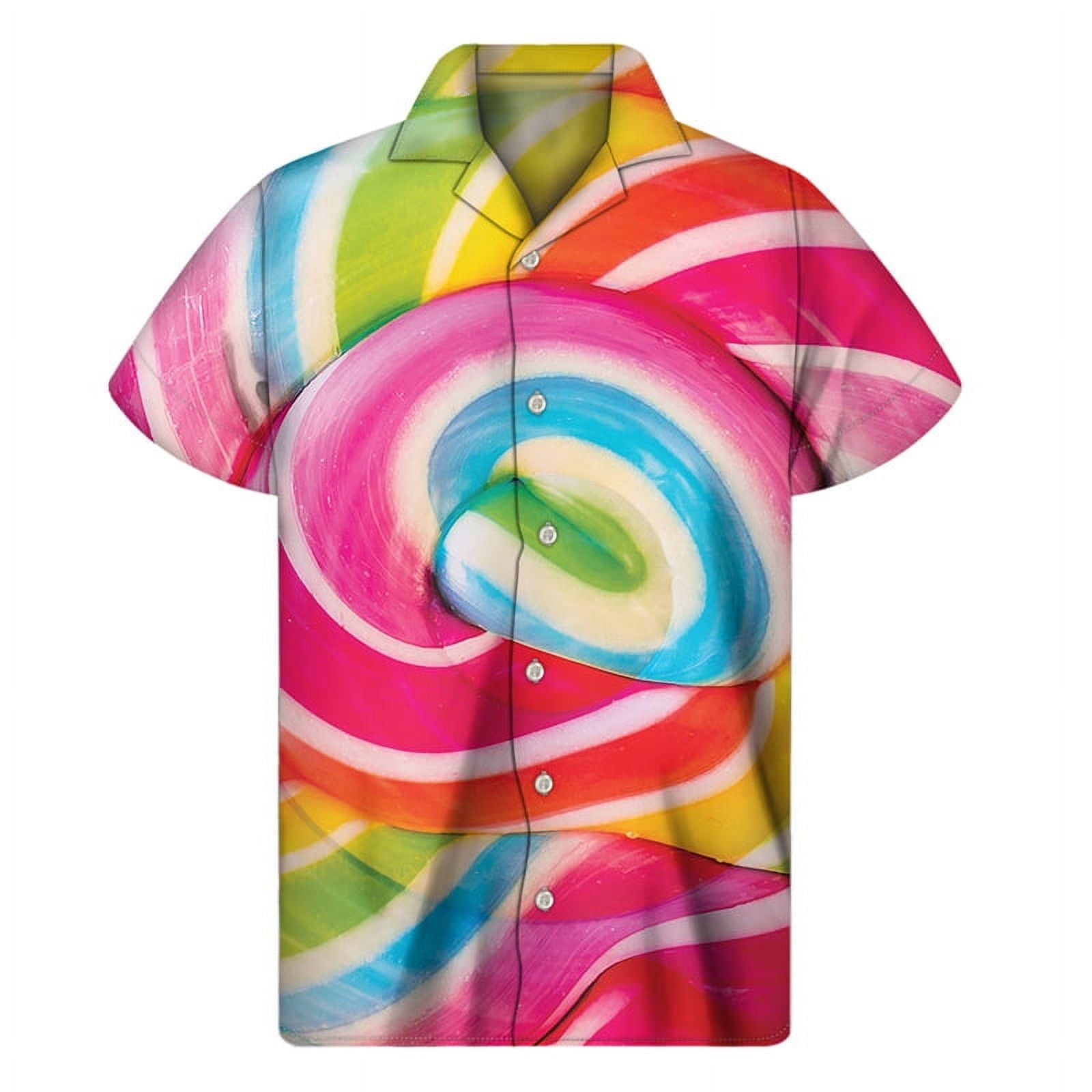 Colorful Fudge Lollipop Shirt Men Clothes 3D Print Candy Hawaiian ...