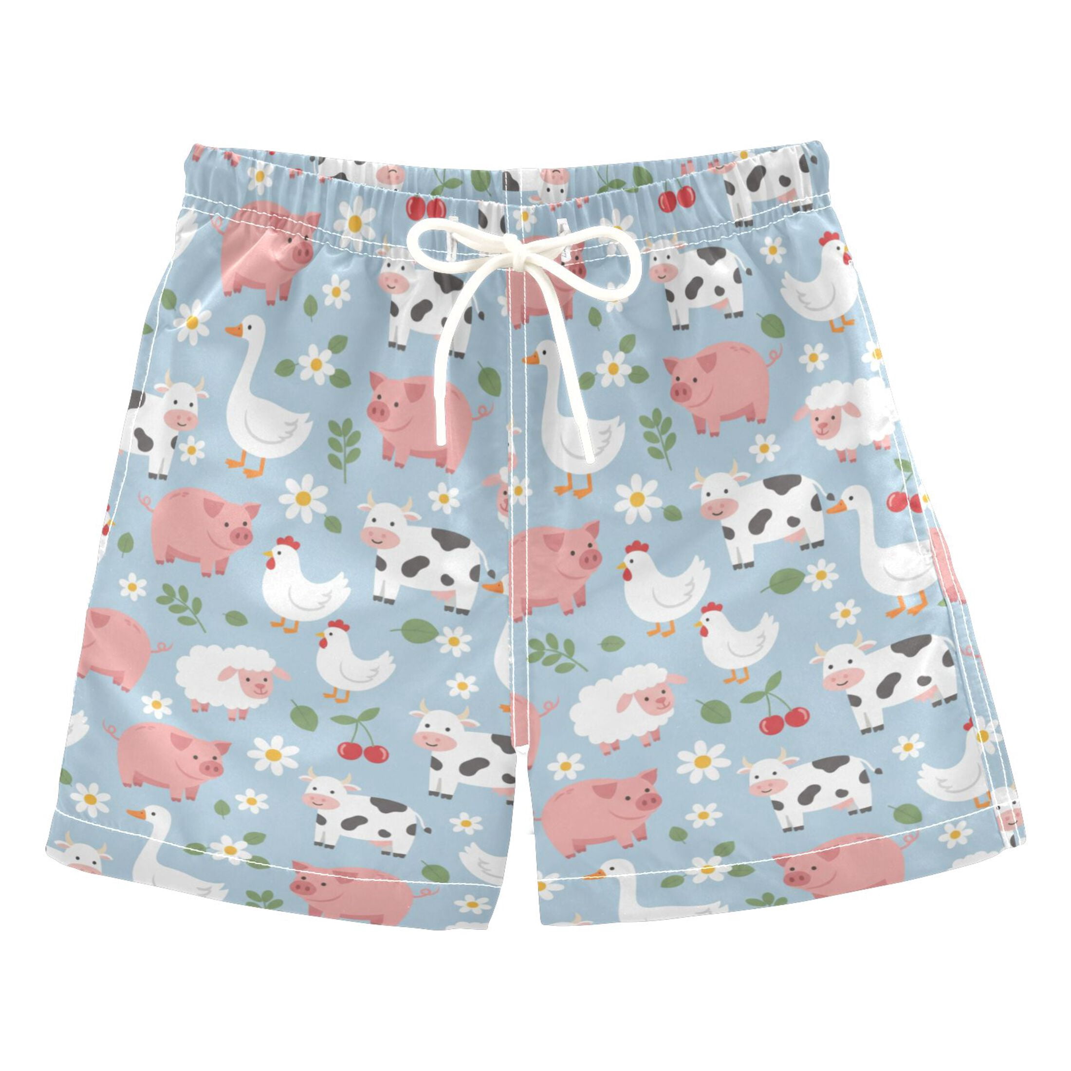 Colorful Funny Cute Farm Animals Swim Trunks Quick Dry Beach Pool Board ...