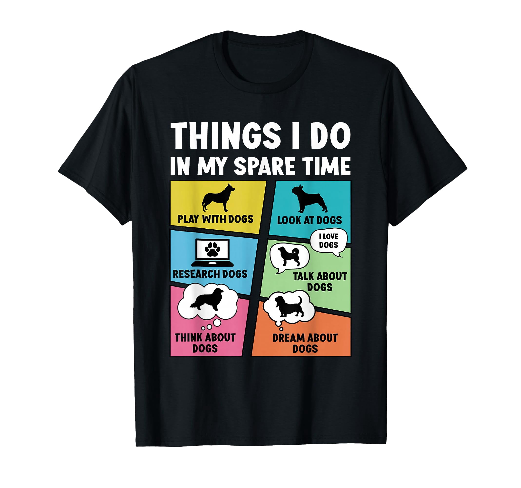 Colorful Funny Dog Lover Grid T-Shirt for Men & Women Pet Owners ...