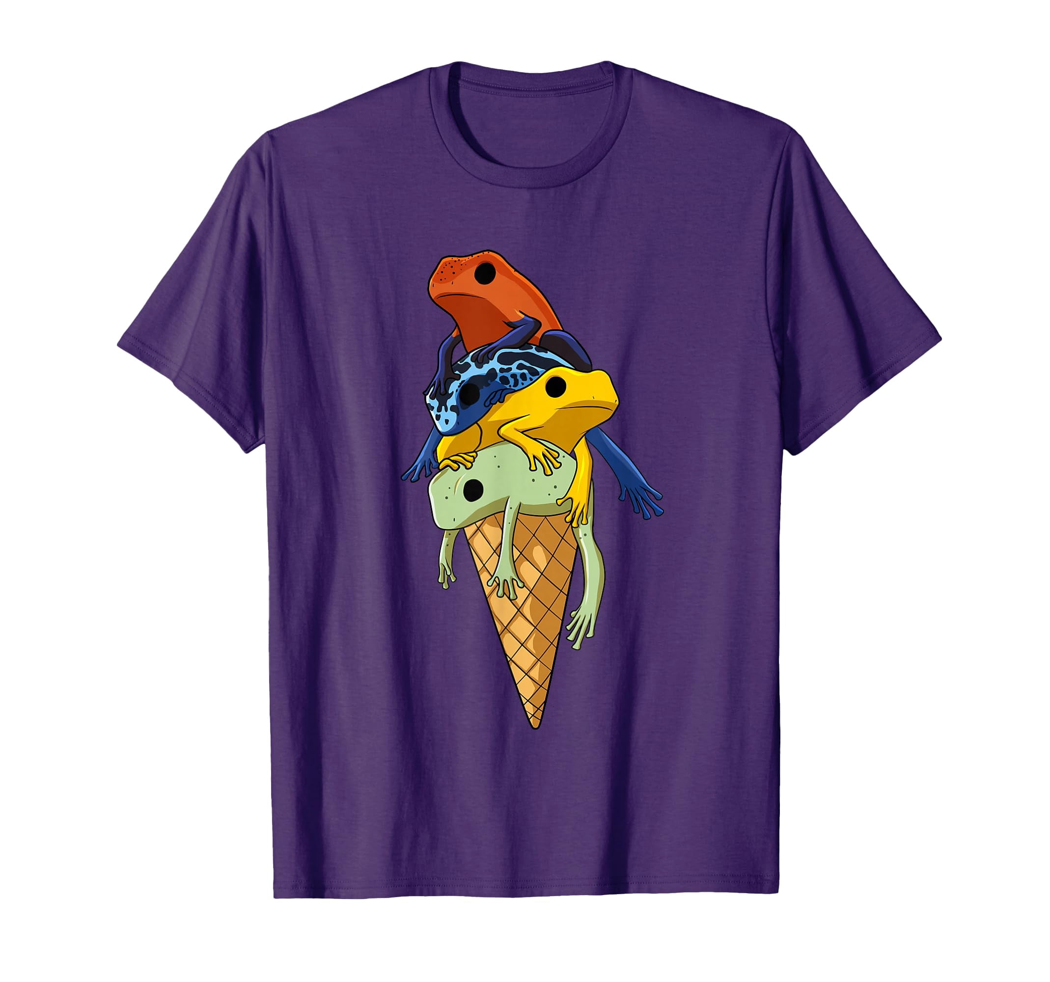 Colorful Funny Tree Climbing Frogs Ice Cream Waffle T-Shirt for Playful ...