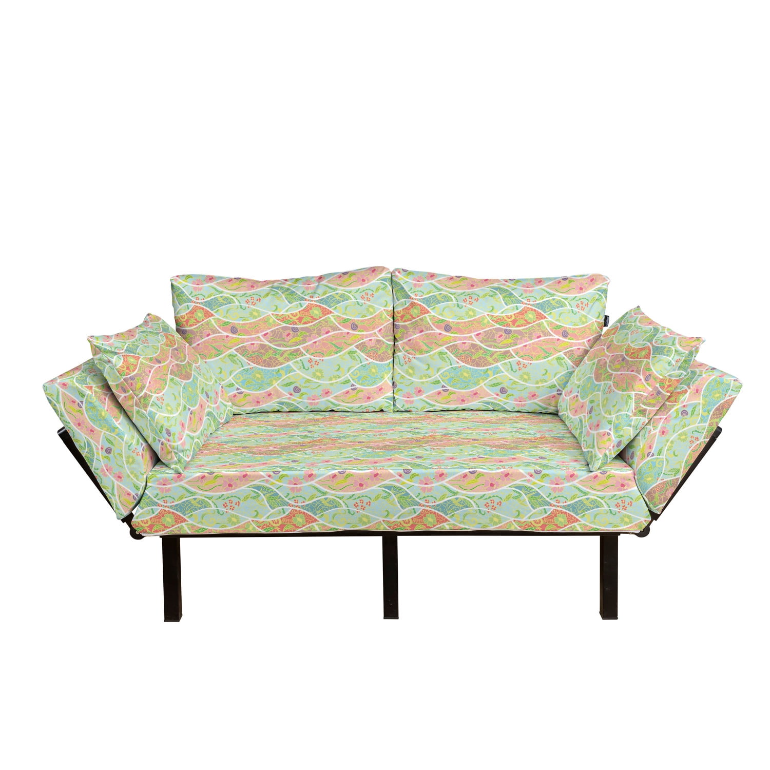 Colorful Futon Couch, Colorful Floral Composition with Fresh Foliage ...