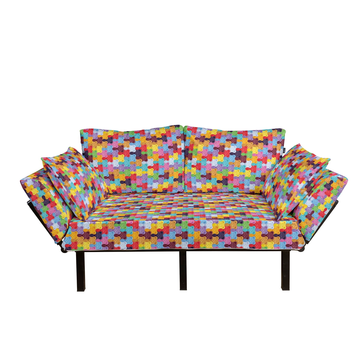 Colorful Futon Couch, Gummy Bears Tile Candies in Different Vibrant ...