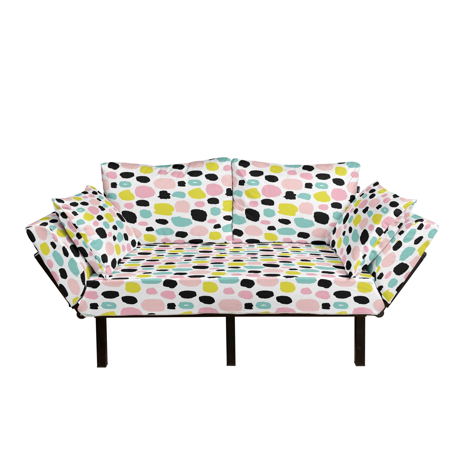 Colorful Futon Couch, Pastel Colored Spotty Pattern with Brush Strokes ...