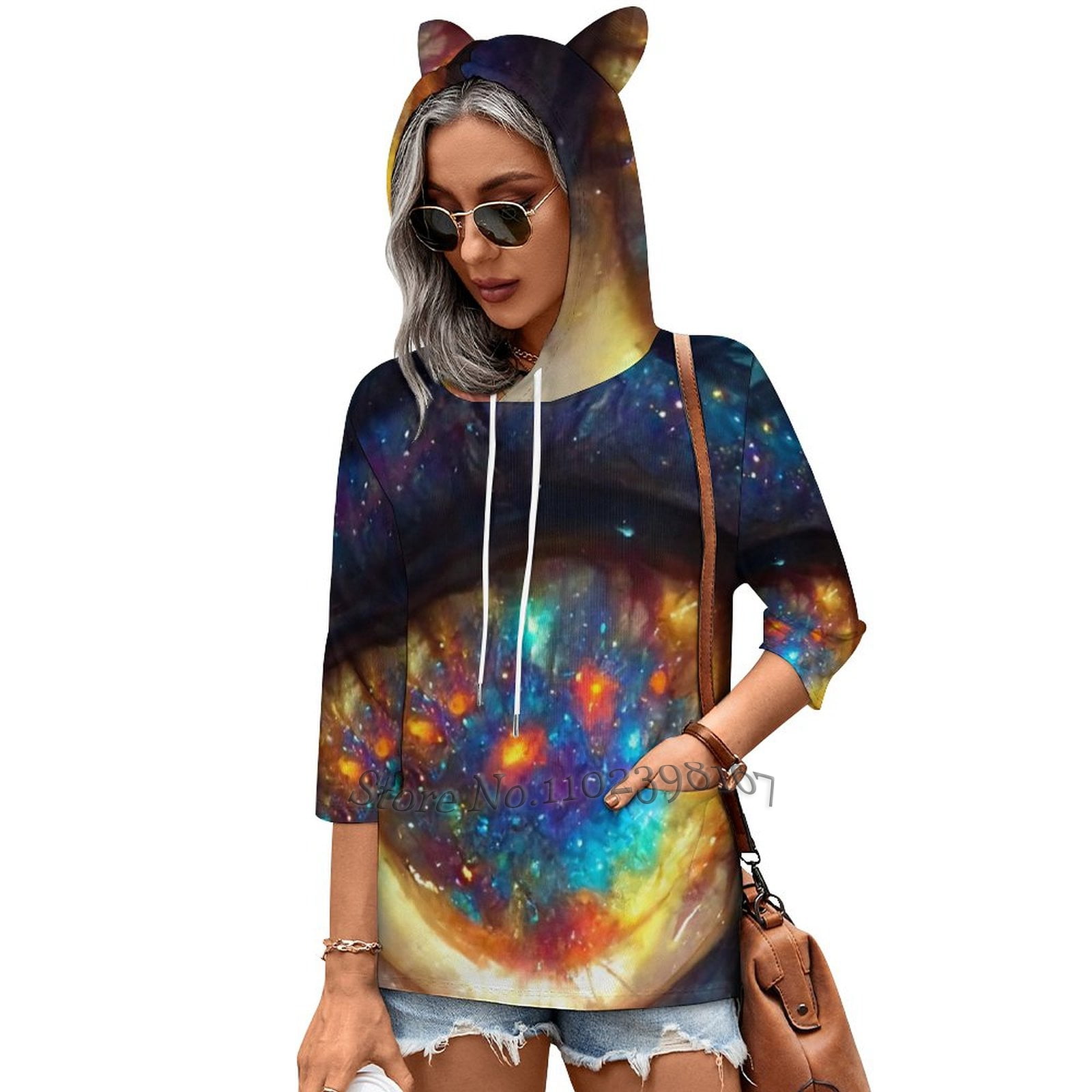 Colorful Galaxy And Nebula Within Human Eye Pullovers Hoodies Long ...