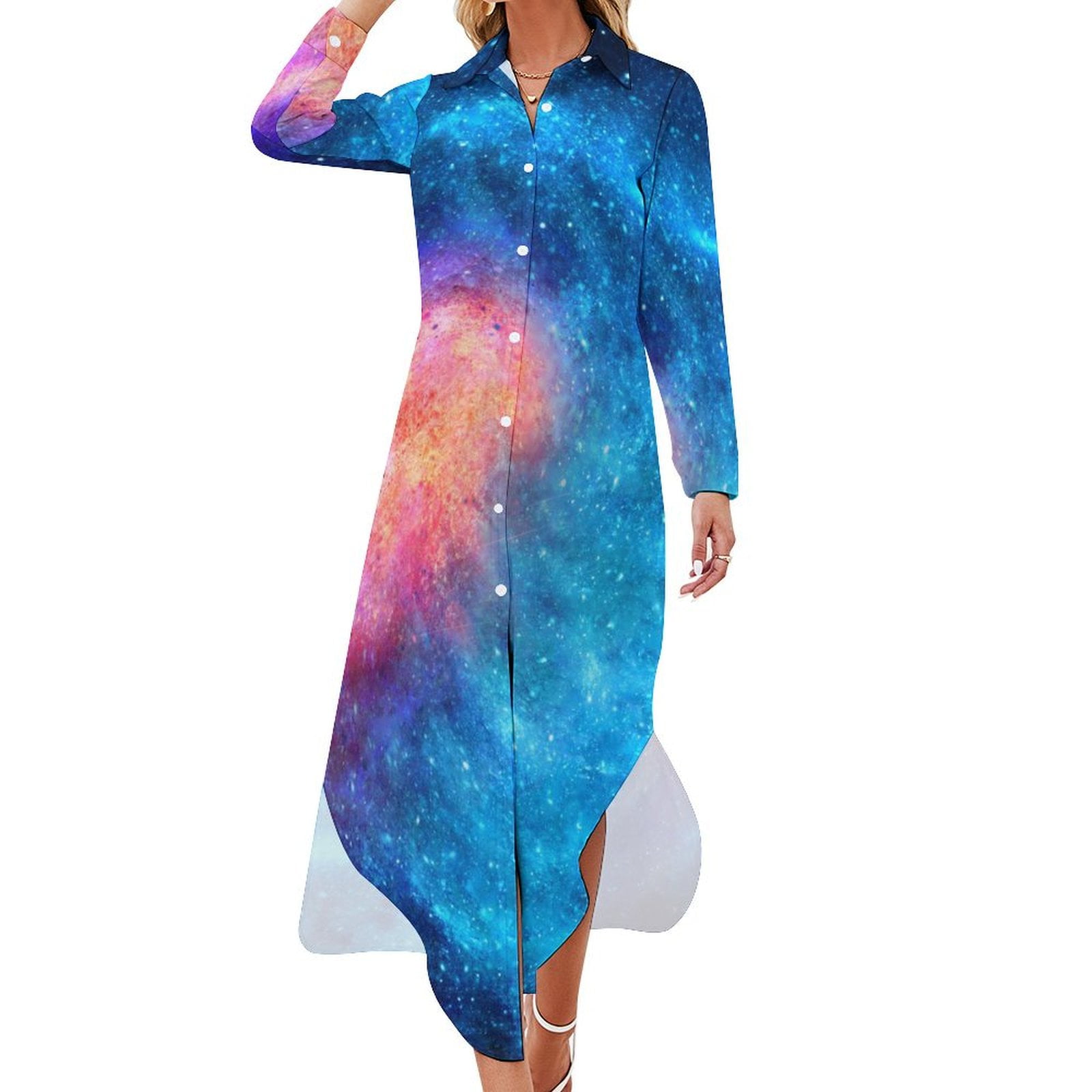Colorful Galaxy Casual Dress Flaming Star Nebula Streetwear Dresses ...