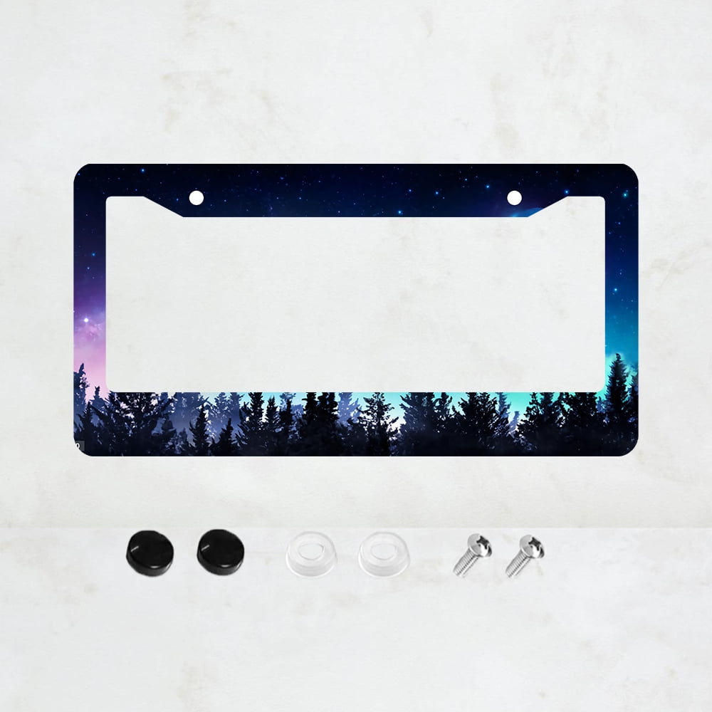 Colorful Galaxy Forest License Plate Prame Aluminum Rust-Proof Auto ...