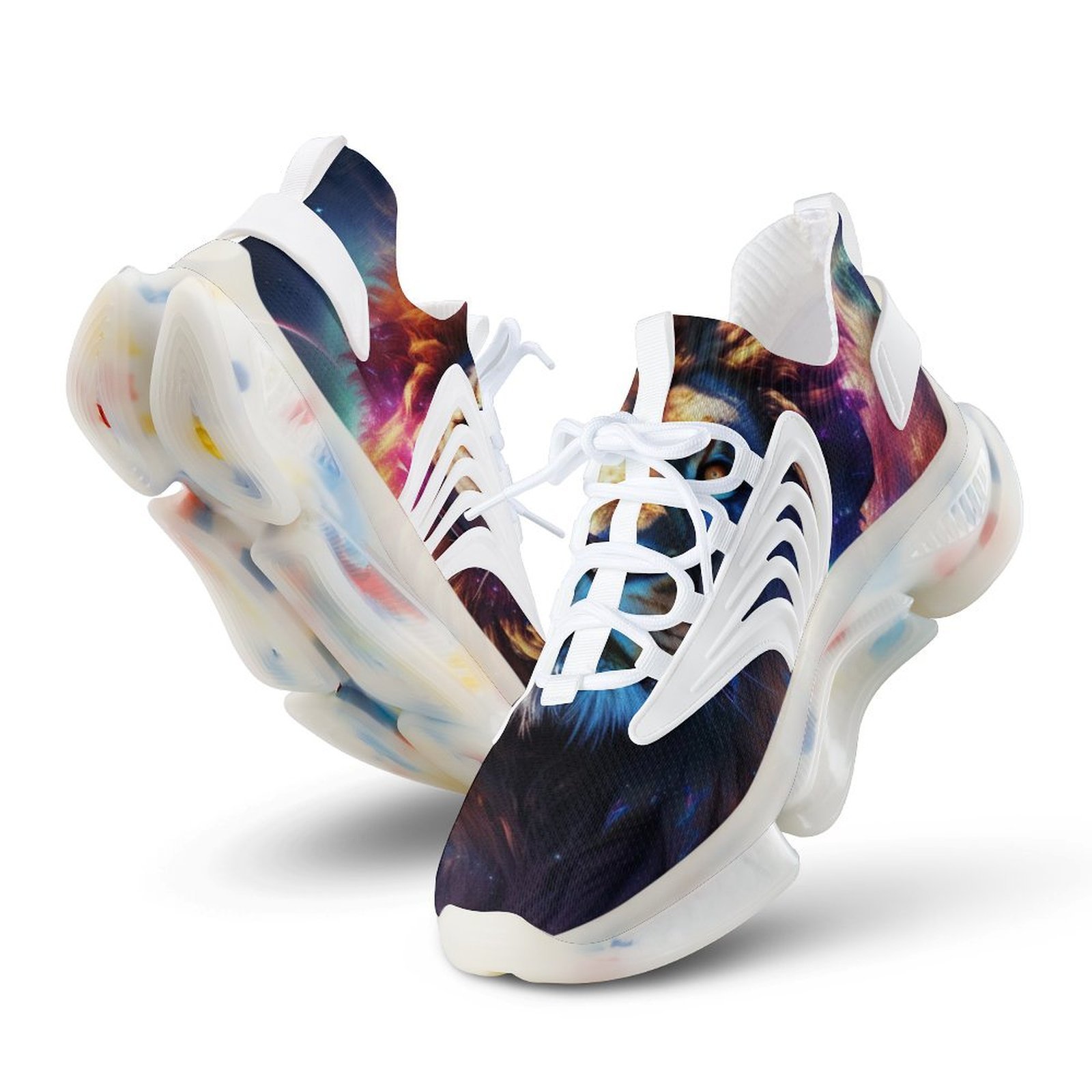 Colorful Galaxy Lion Art Walking Shoes for Men Woman Lightweight Tennis ...
