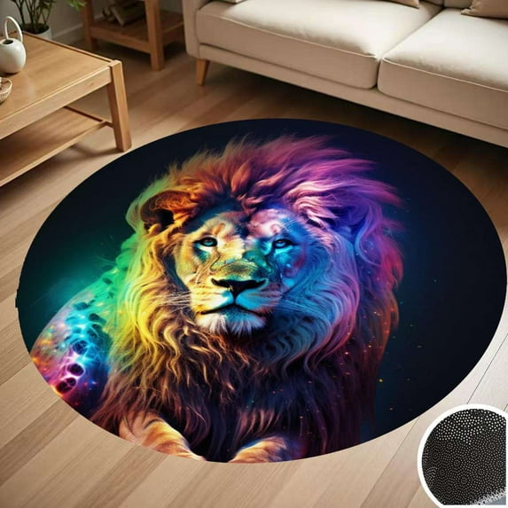Colorful Galaxy Lion Print Round Carpet Living Room Bedroom Home ...