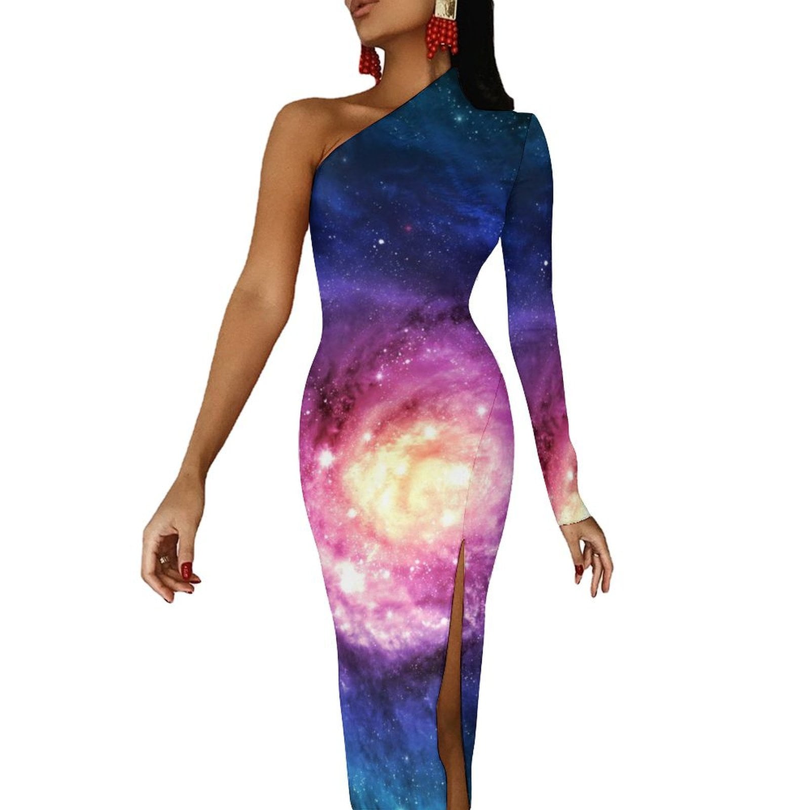 Colorful Galaxy Long Dress Women Stars and Nebula Street Wear Maxi ...