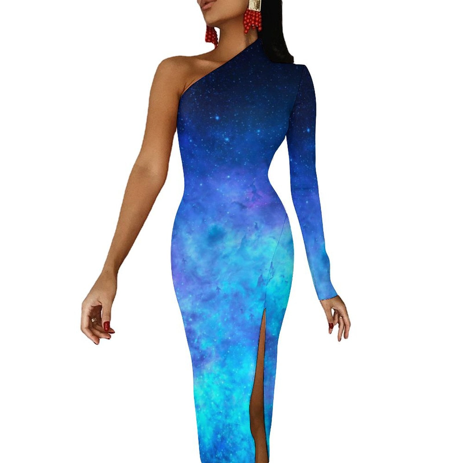 Colorful Galaxy Long Dress Women Stars and Nebula Street Wear Maxi ...