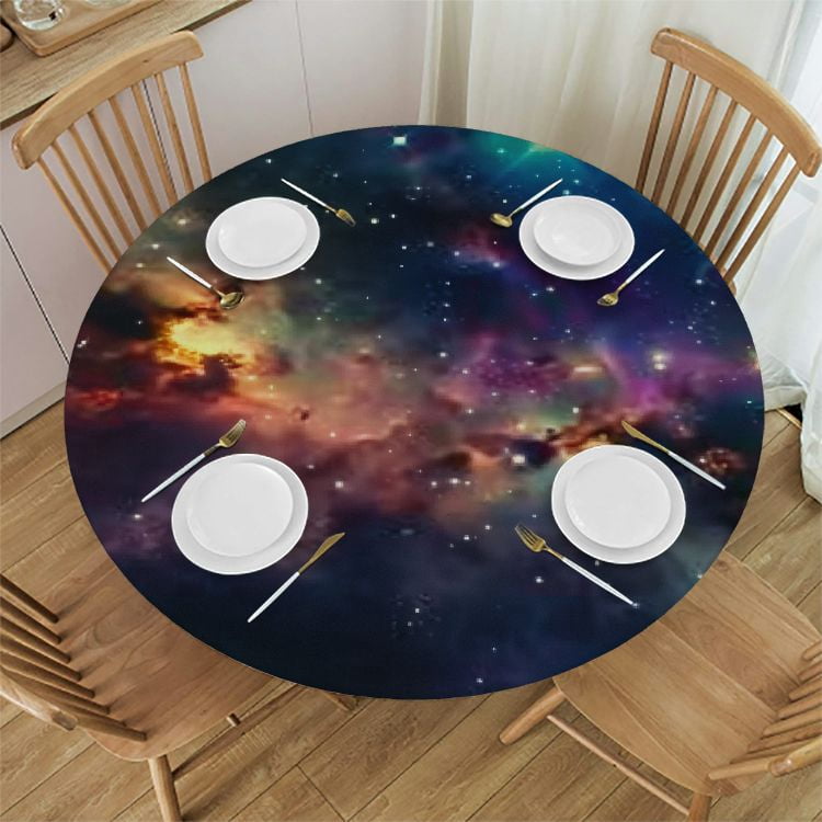 Colorful Galaxy Print Stretch Table Covers,Elastic Edged Round Fitted ...