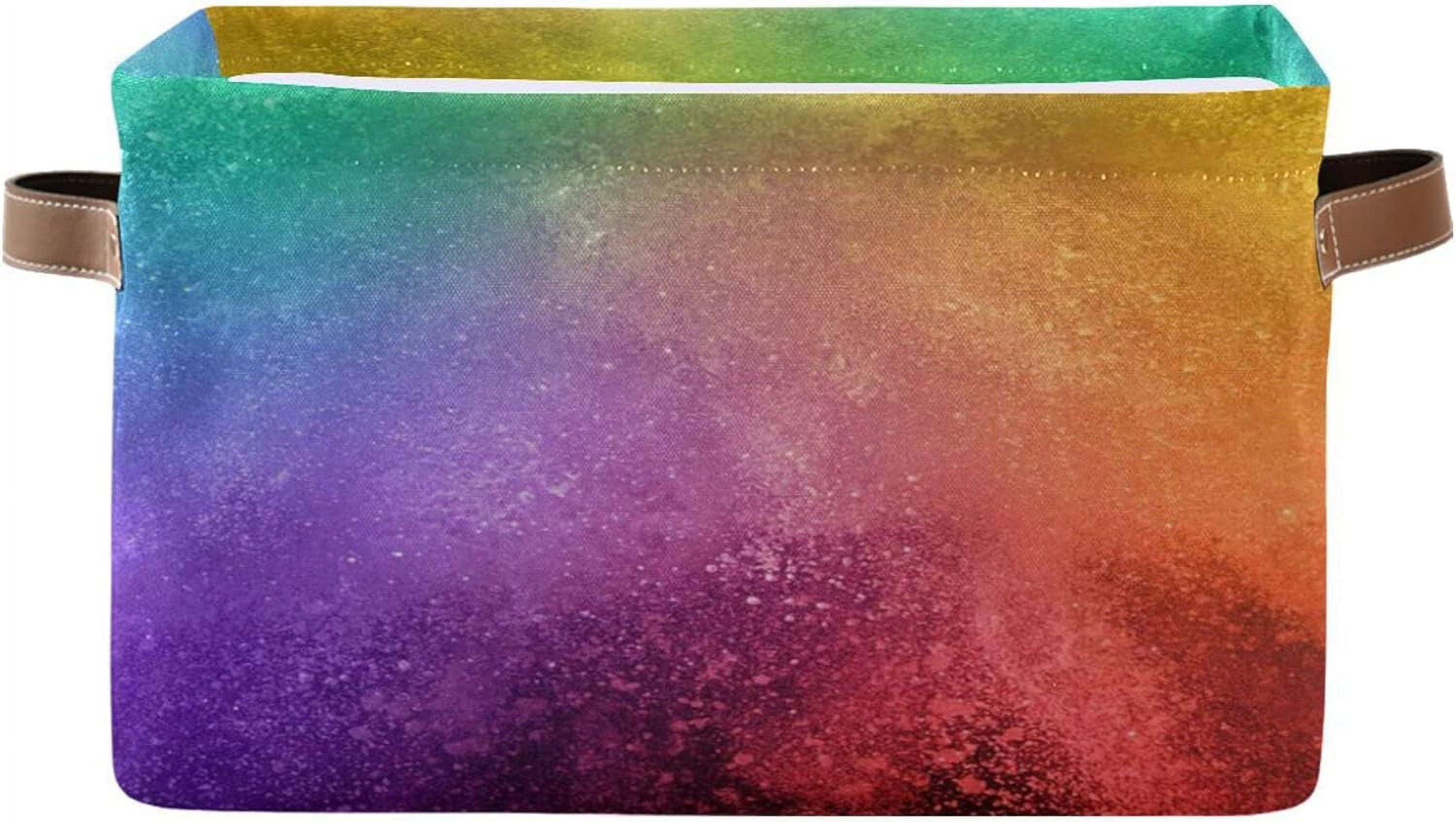 Colorful Galaxy Rainbow Storage Basket with Handles Collapsible Storage ...