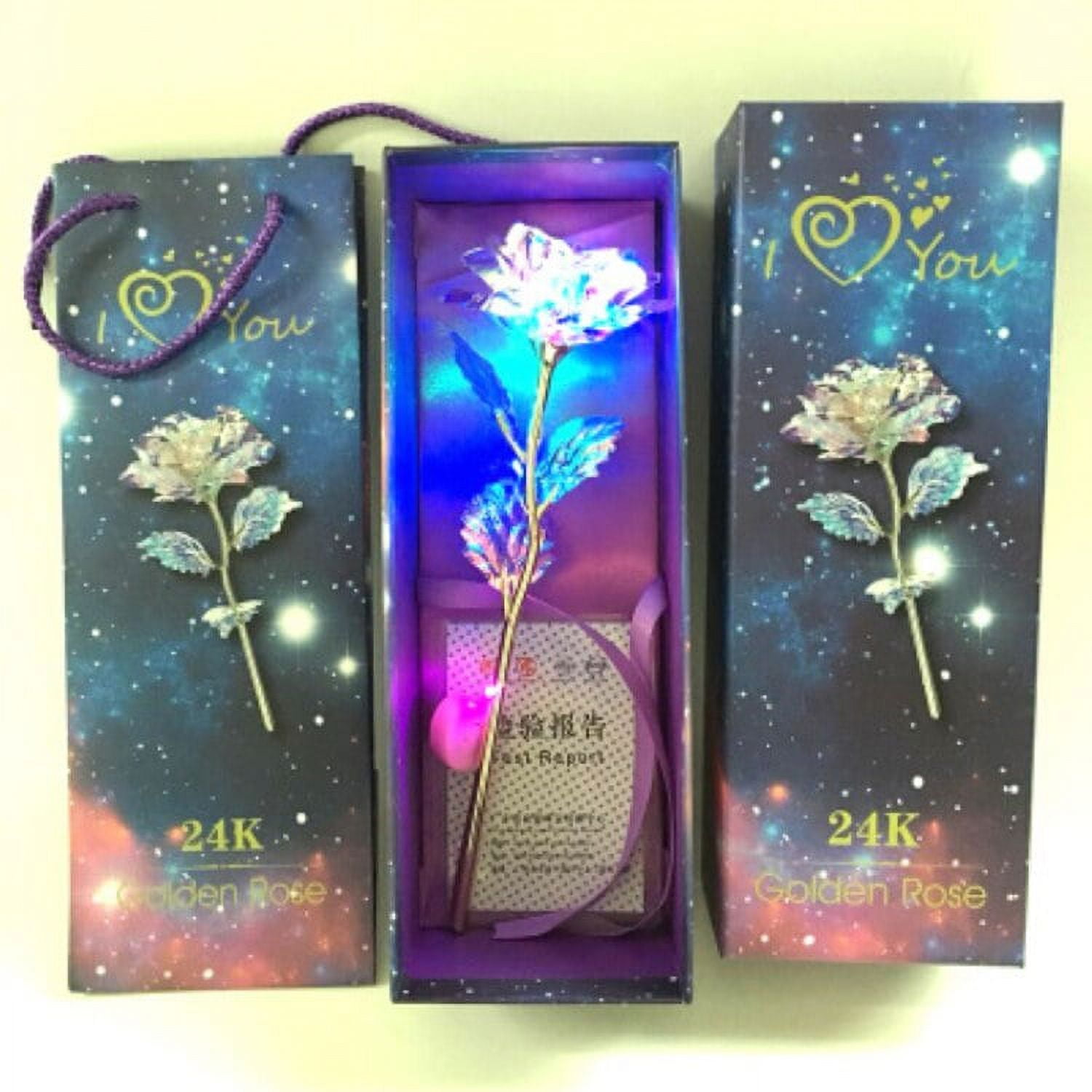 Colorful Galaxy Rose Flower Gift set ,LED Light Artificial Rose Flower ...