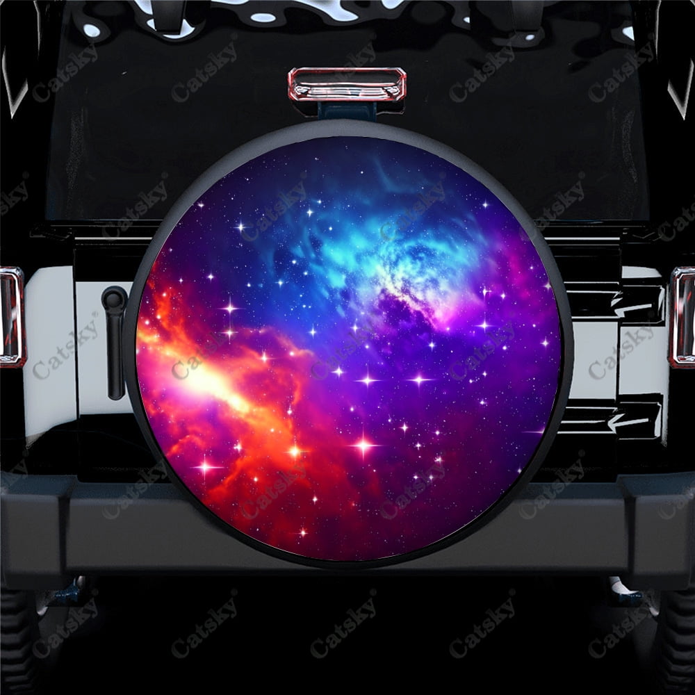 Colorful Galaxy With Stars Polyester Universal Spare Wheel Tire Cover ...
