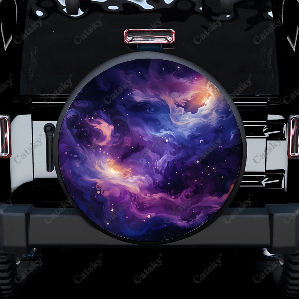 Colorful Galaxy With Stars Polyester Universal Spare Wheel Tire Cover ...