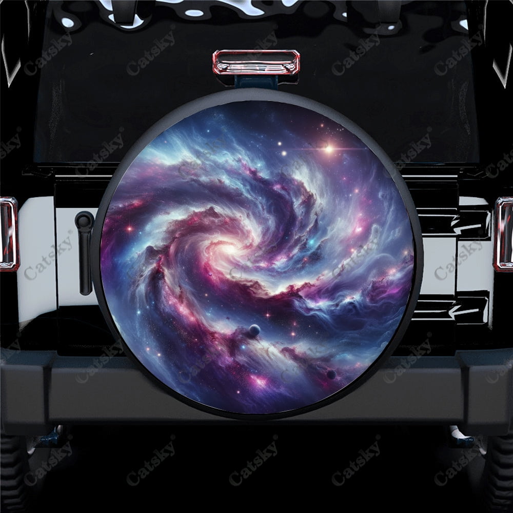 Colorful Galaxy With Stars Polyester Universal Spare Wheel Tire Cover ...